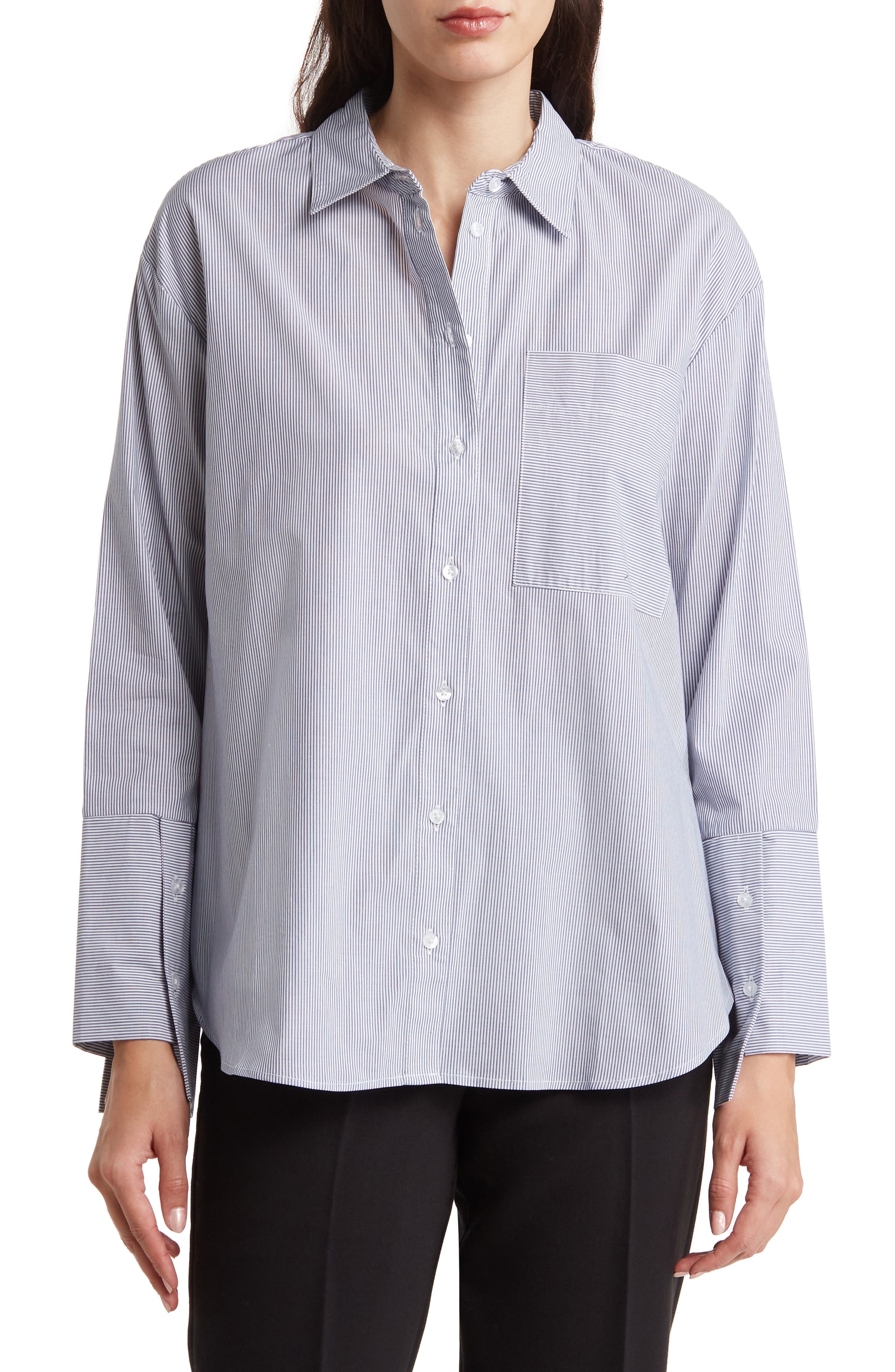 Laundry by Shelli Segal Long Sleeve Cotton Poplin Button-Up Shirt ...