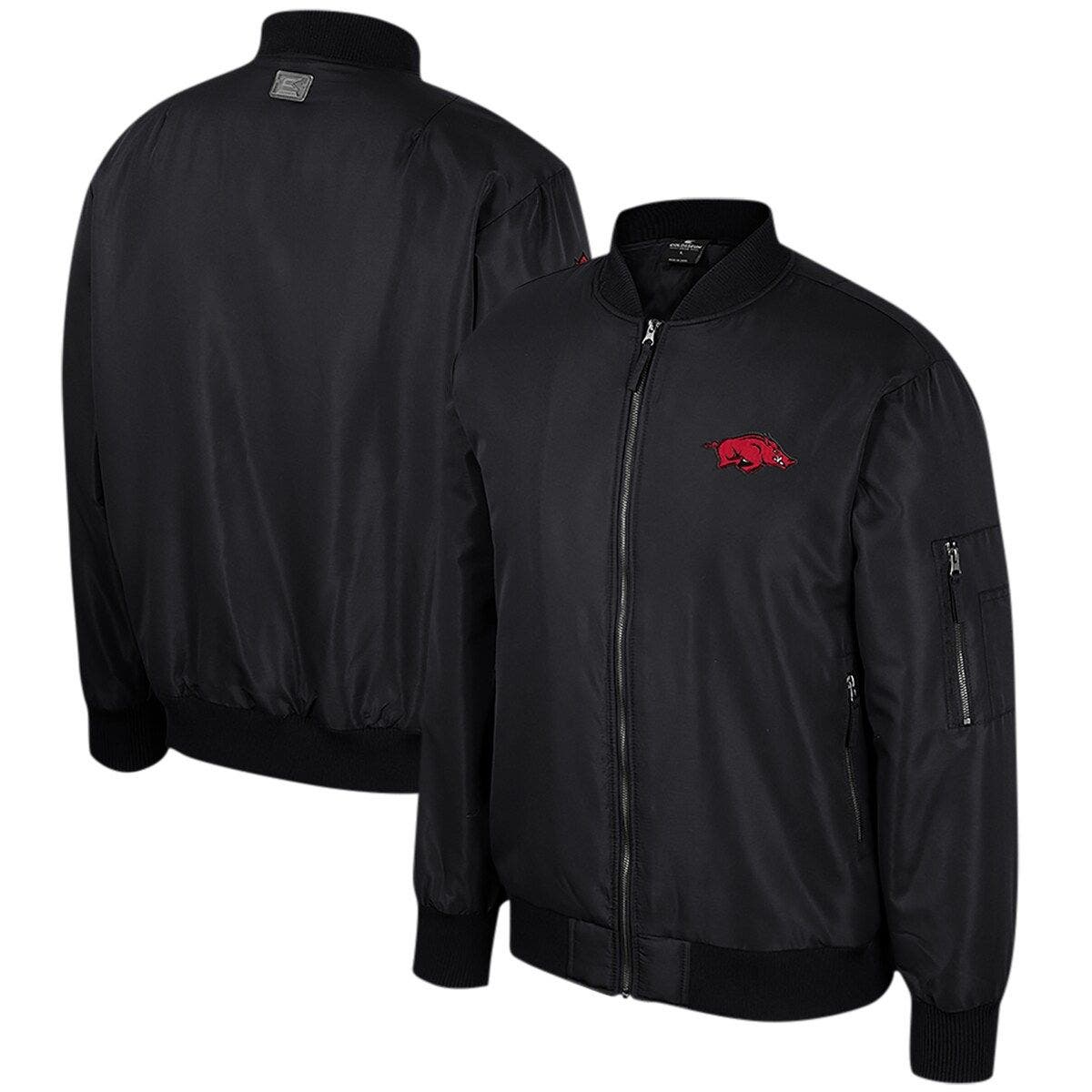 COLOSSEUM Men's Colosseum Black Arkansas Razorbacks Full-Zip Bomber ...