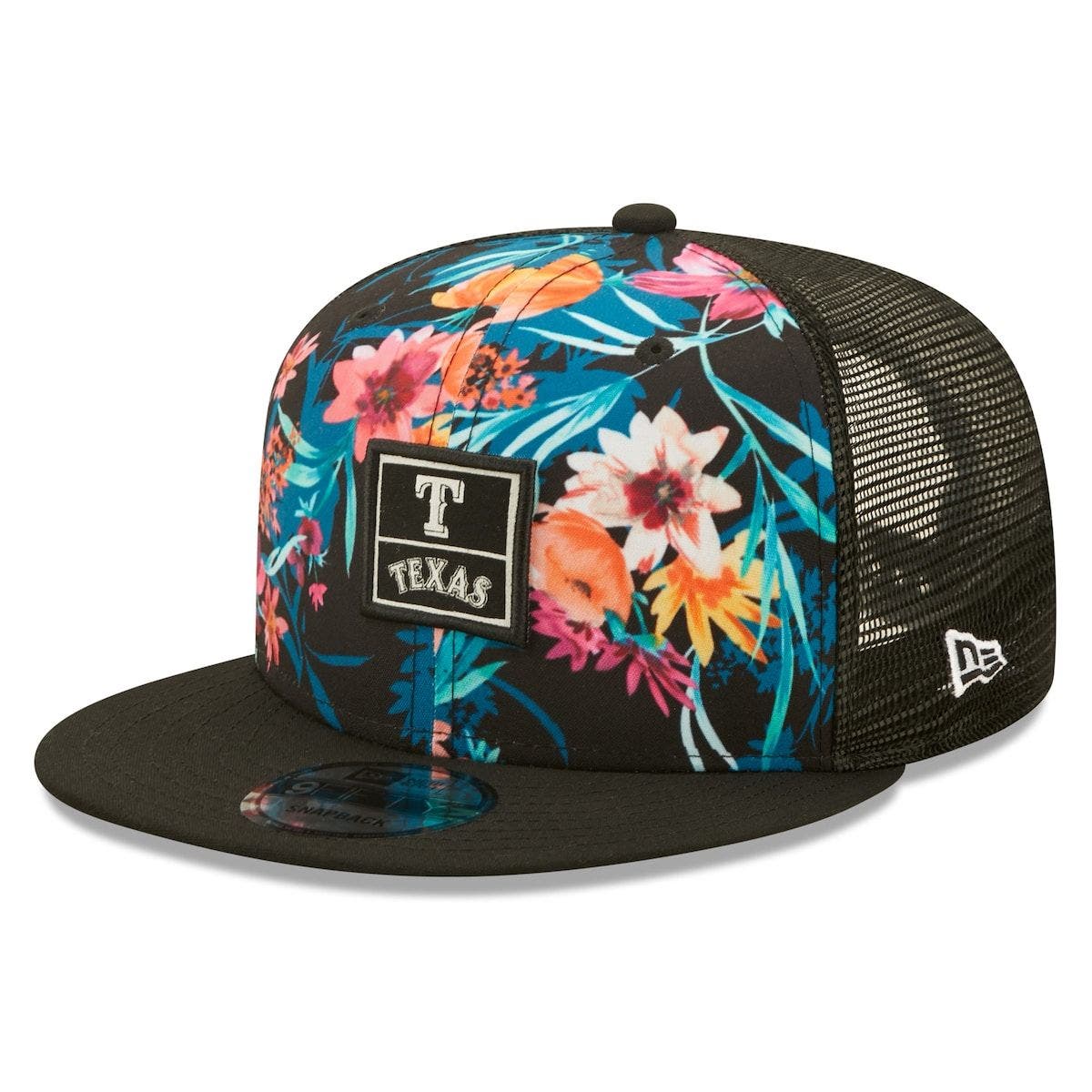 New Era Men's New Era Black Texas Rangers Tropic Trucker 9FIFTY ...