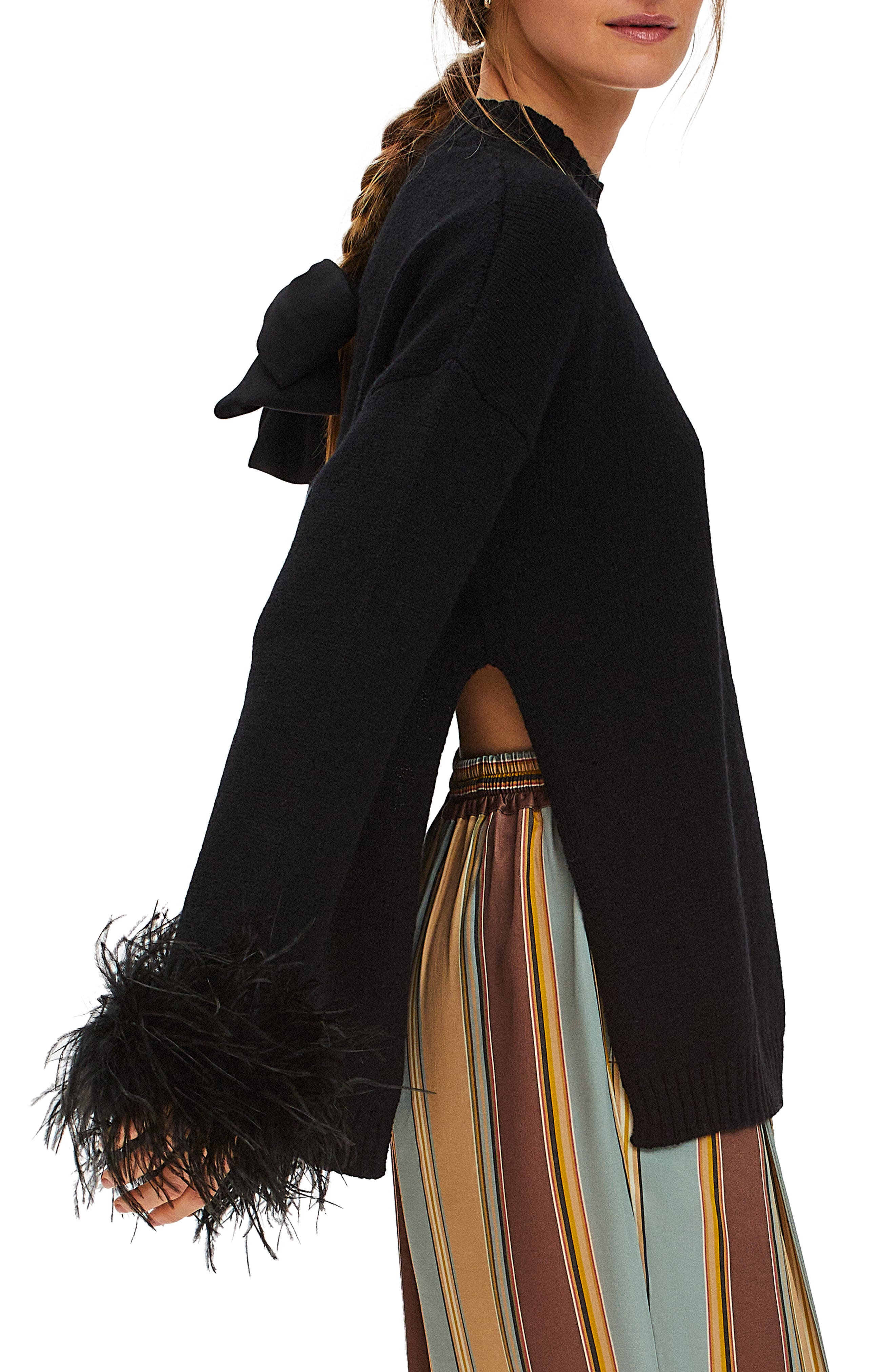 Sleeper Agatha Feather Trim Wool & Cashmere Pajama Sweater | Nordstrom