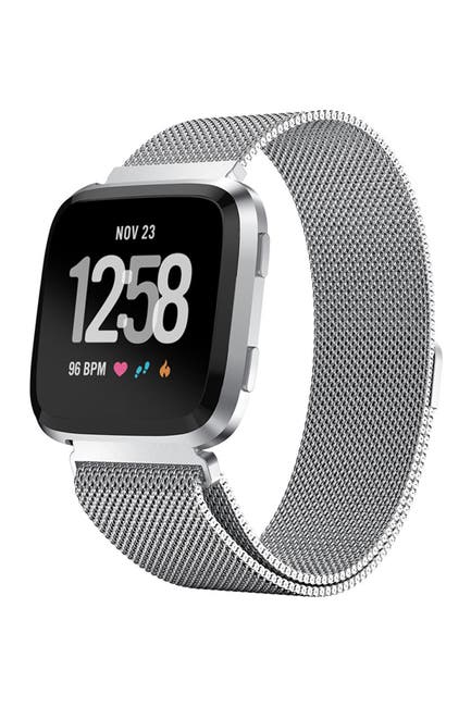 POSH TECH | Small Stainless Steel Band for Fitbit Versa - Silver ...