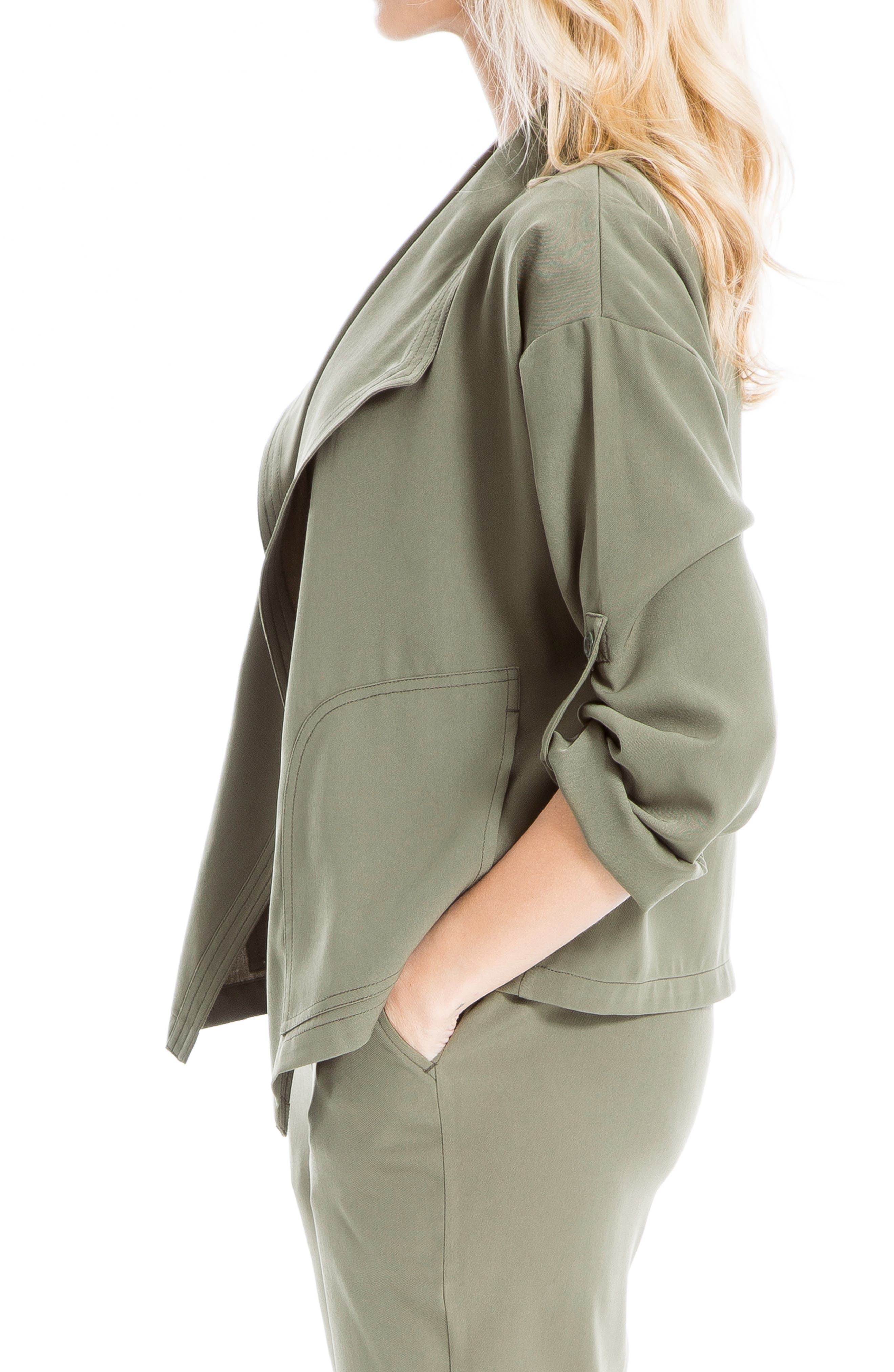 MAX STUDIO Twill Drape Front Short Jacket | Nordstromrack