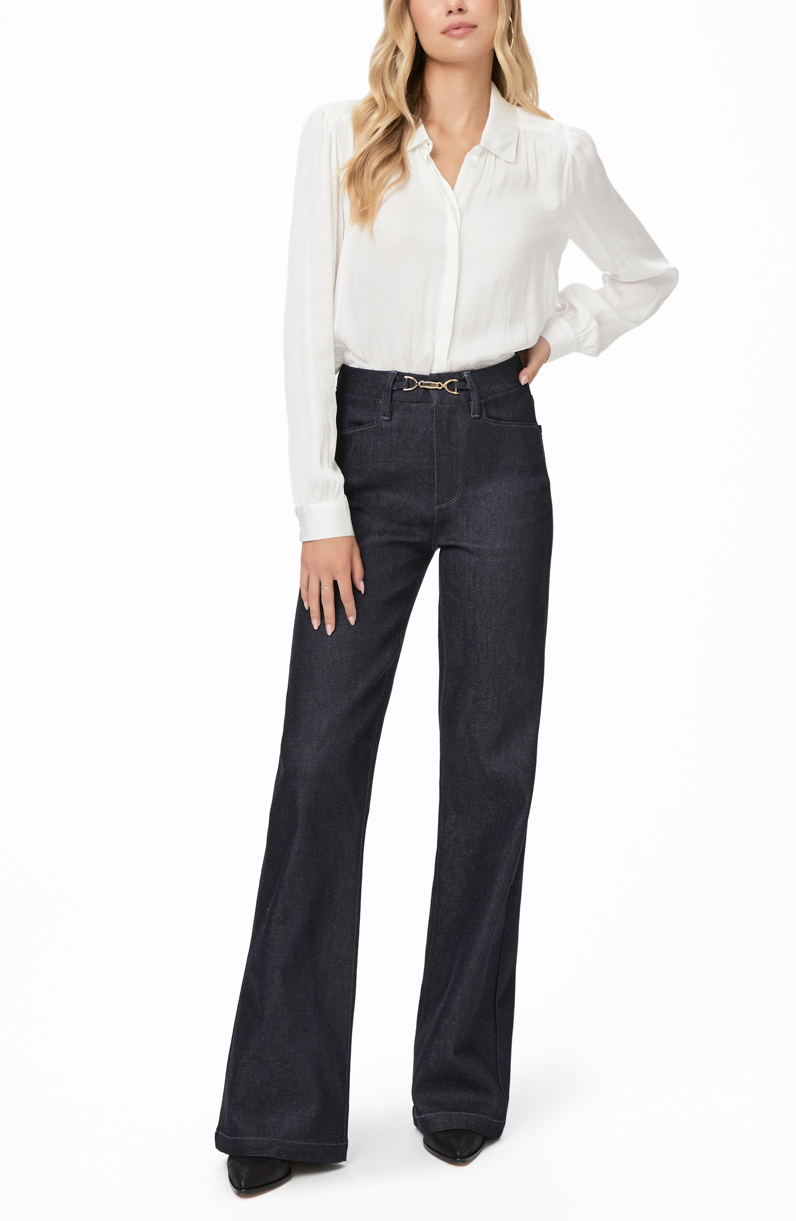 PAIGE Leenah Clasp High Waist Wide Leg Jeans | Nordstrom