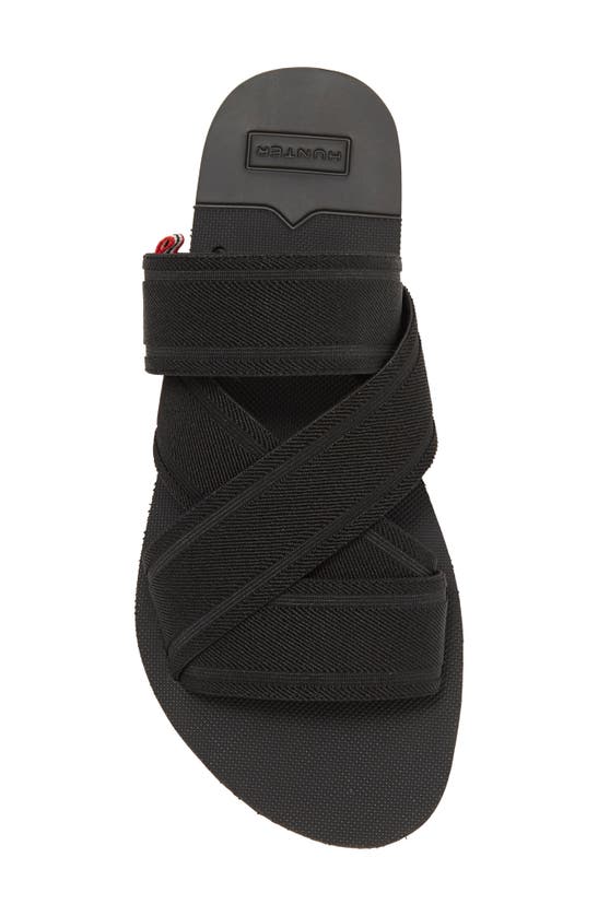 Hunter Elastic Crossover Slide Sandal In Black | ModeSens