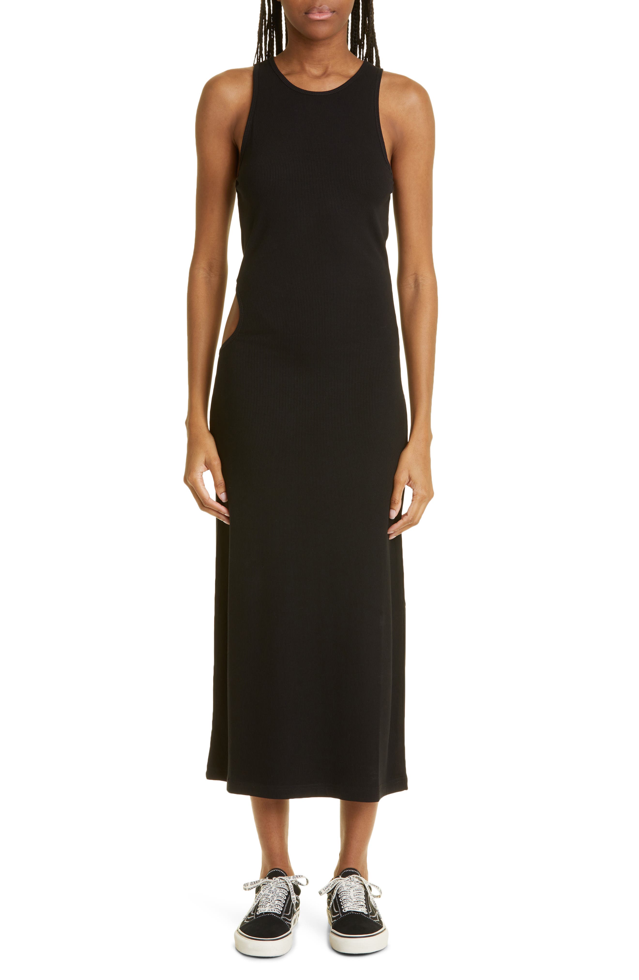Sandy Liang Blip Cutout Cotton Rib Tank Dress | Nordstrom