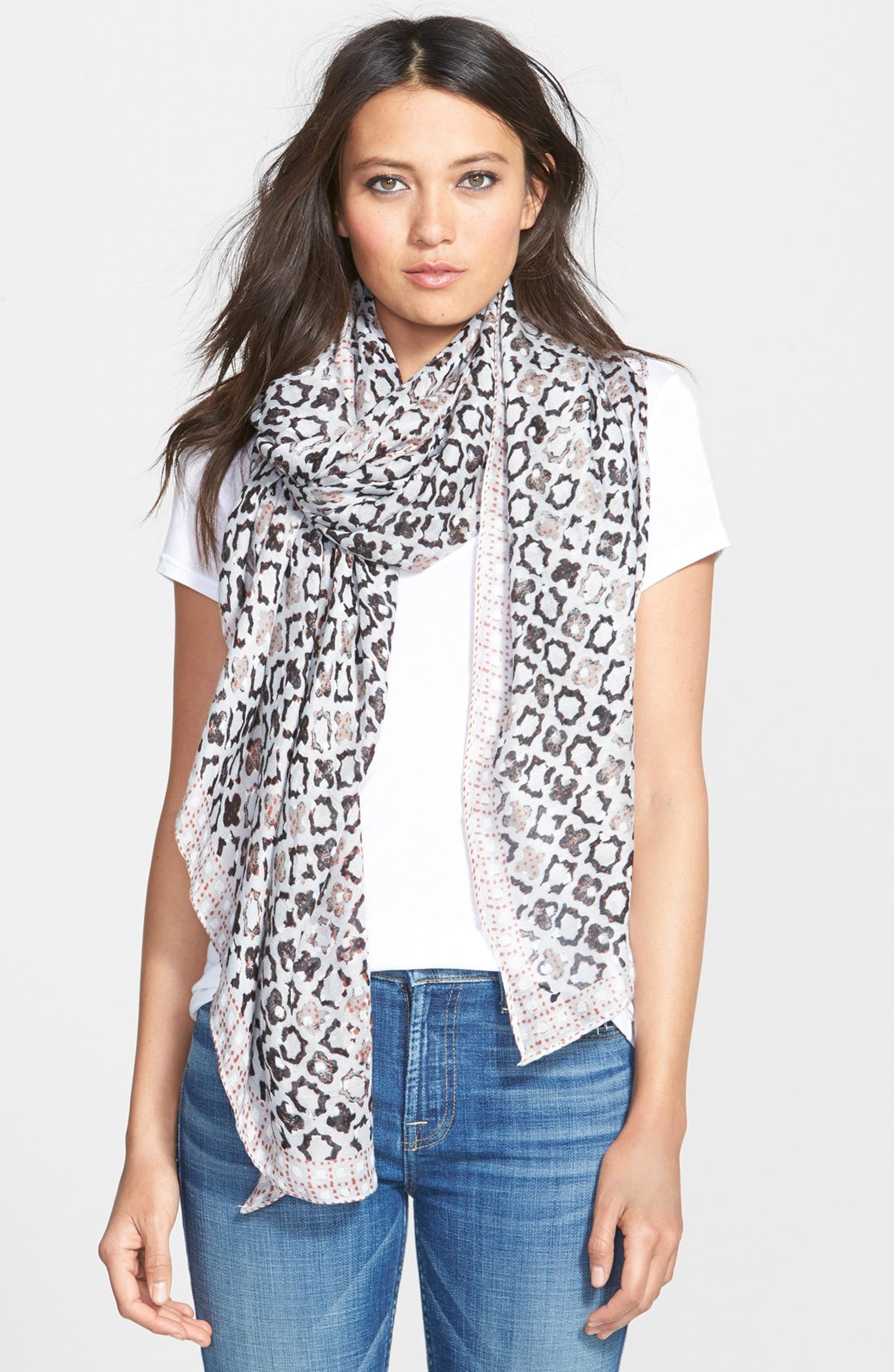 Halogen® Mini Tile Geometric Print Scarf Nordstrom