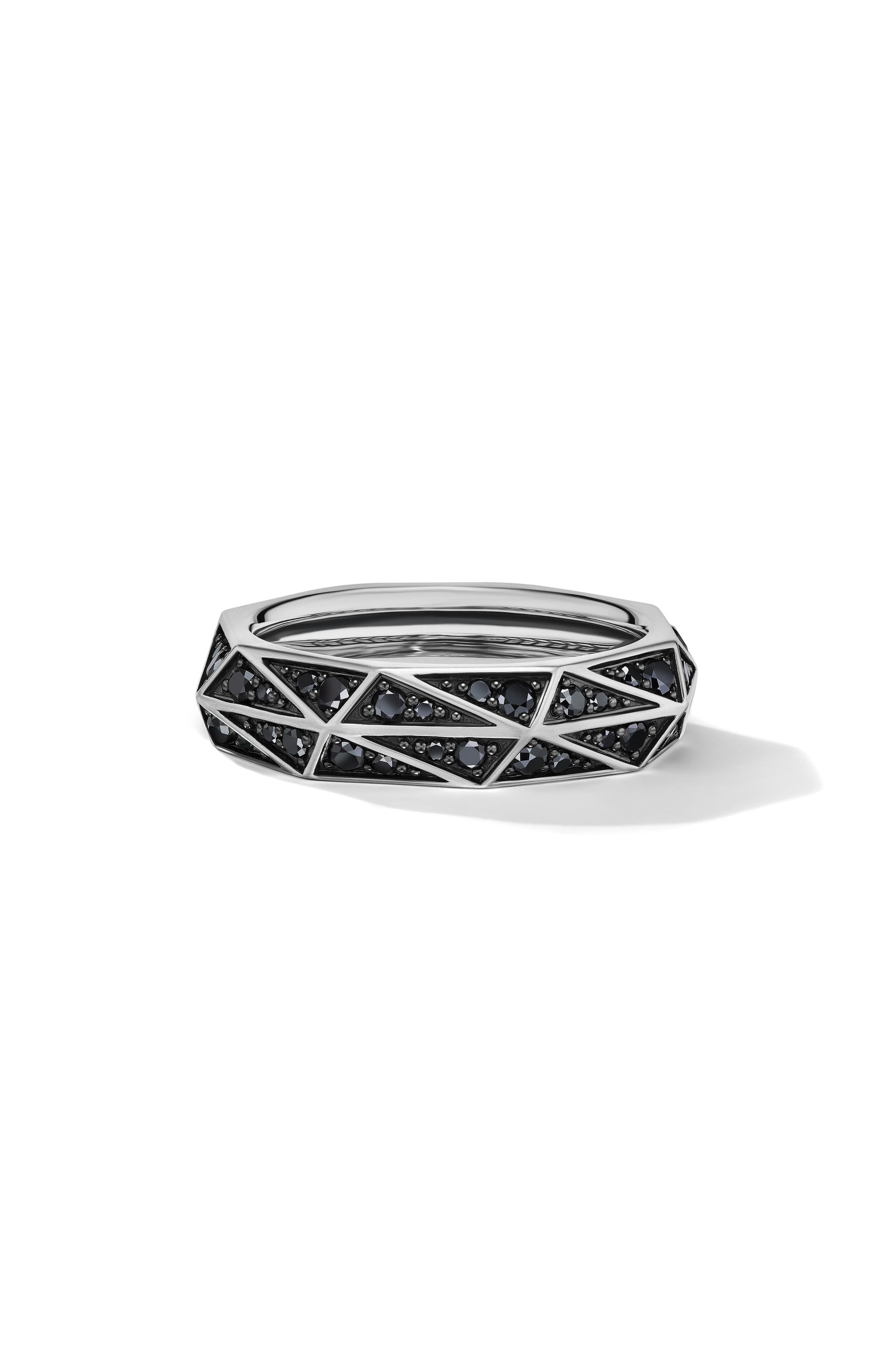 David Yurman Torqued Faceted Band Ring in Sterling Silver with Pavé ...