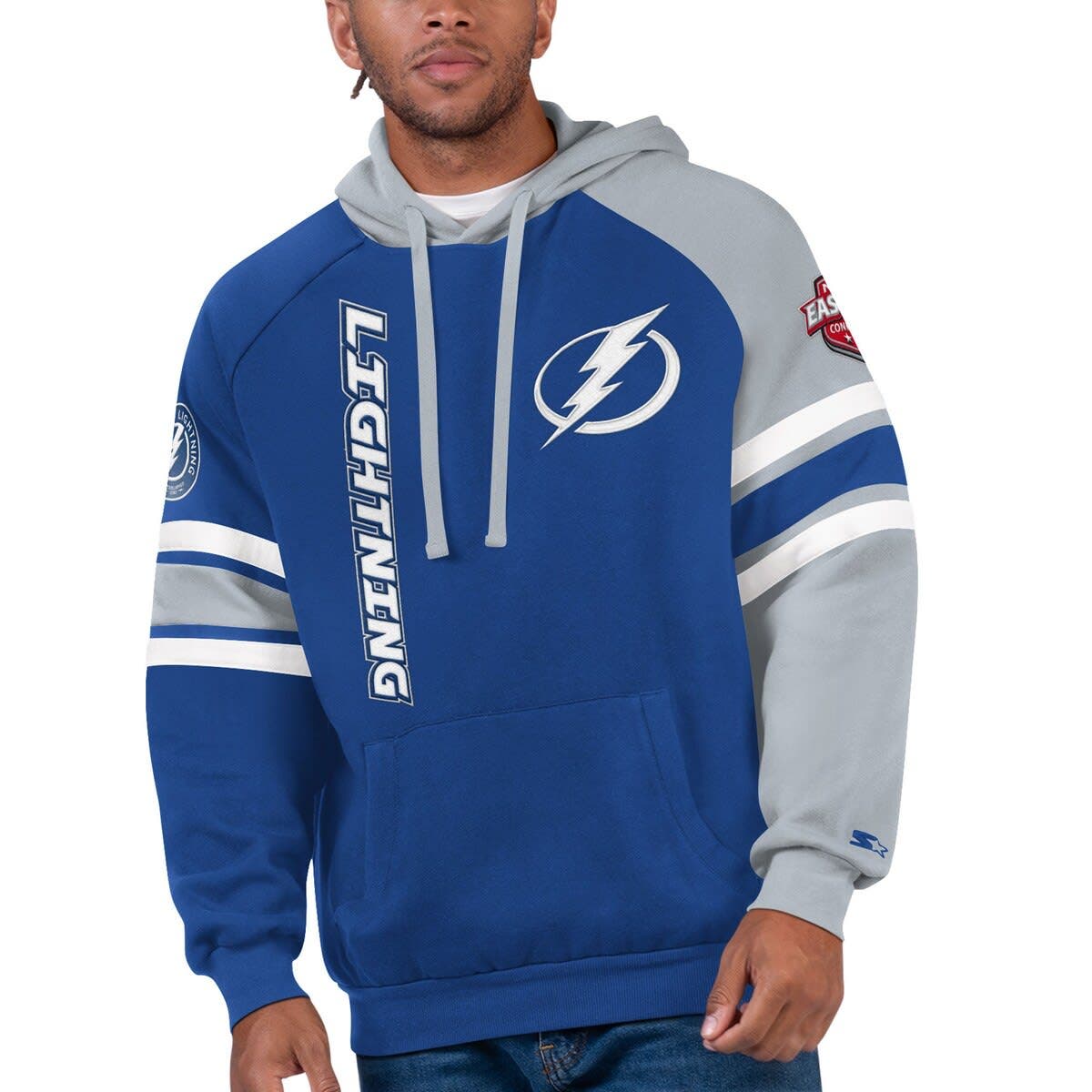 STARTER Men's Starter Blue/Gray Tampa Bay Lightning Gauntlet Raglan ...