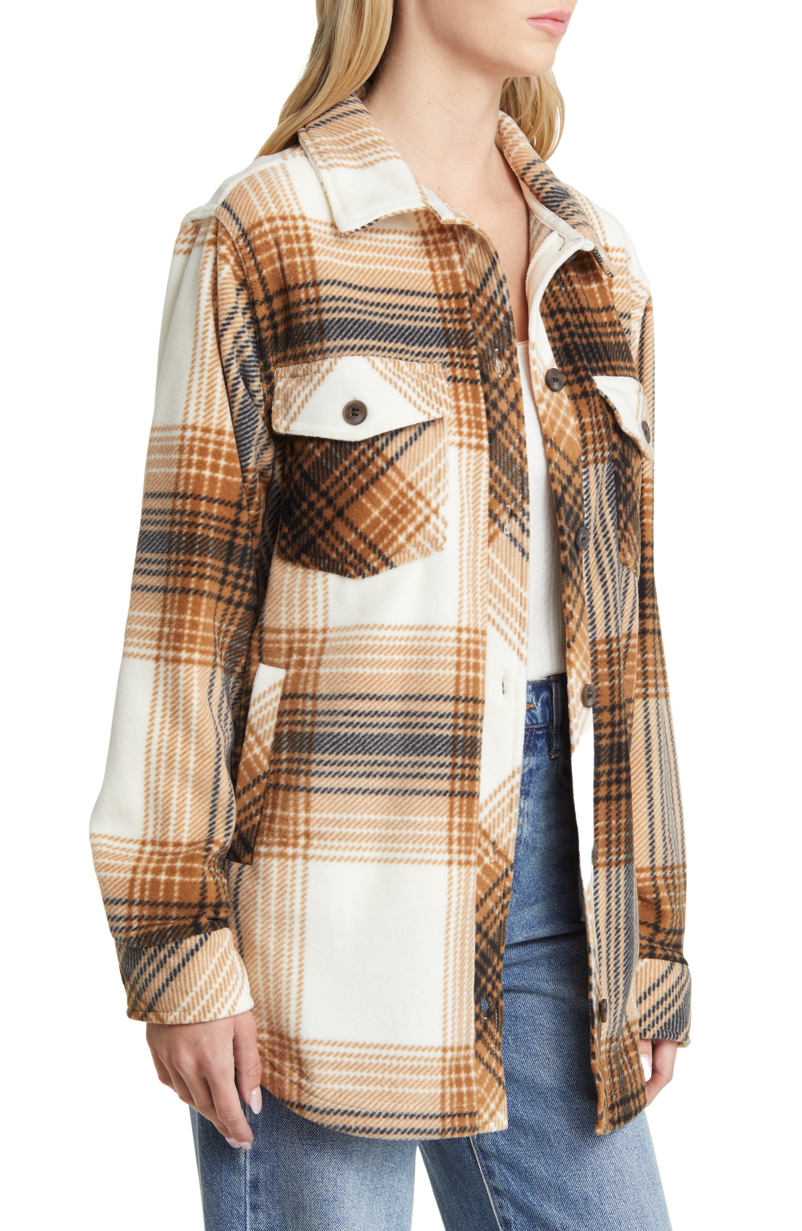 Thread & Supply Plaid Polar Fleece Shacket | Nordstrom