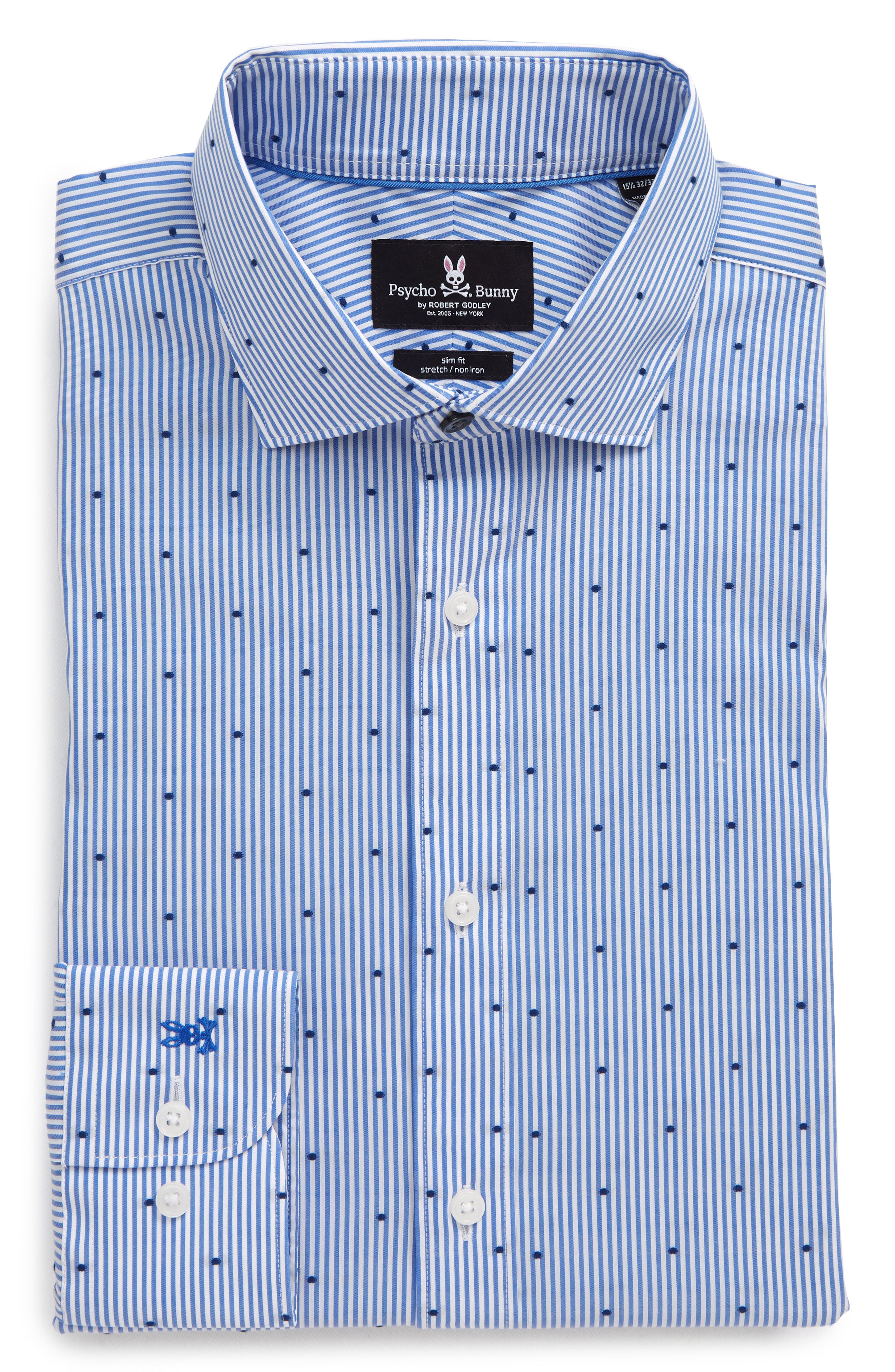Psycho Bunny Slim Fit Stretch Stripe Dress Shirt | Nordstrom
