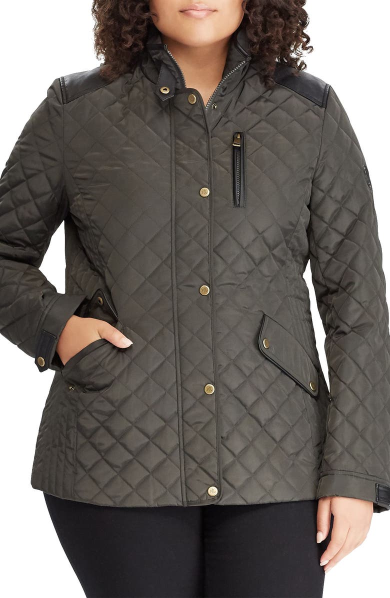 Lauren Ralph Lauren Quilted Jacket With Faux Leather Trim Plus Size Lauren Ralph Lauren Quilted Jacket With Faux Leather Trim Plus Size