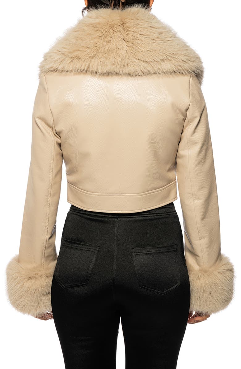 AZALEA WANG Gisele Faux Fur Trim Faux Leather Crop Jacket | Nordstrom