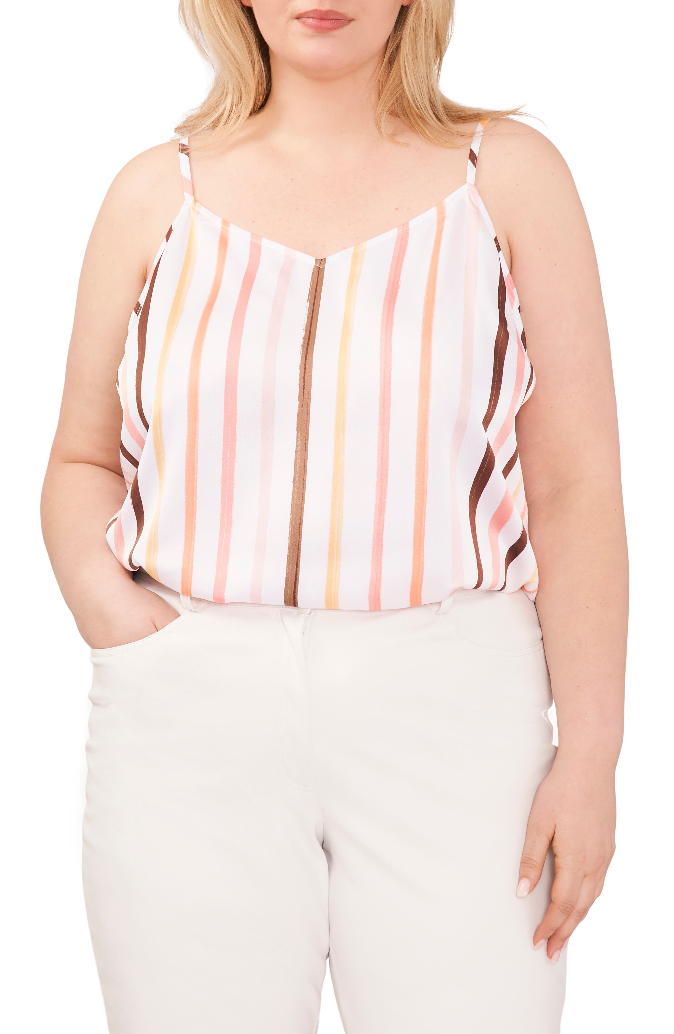 Halogen® Stripe V-Neck Woven Camisole | Nordstromrack