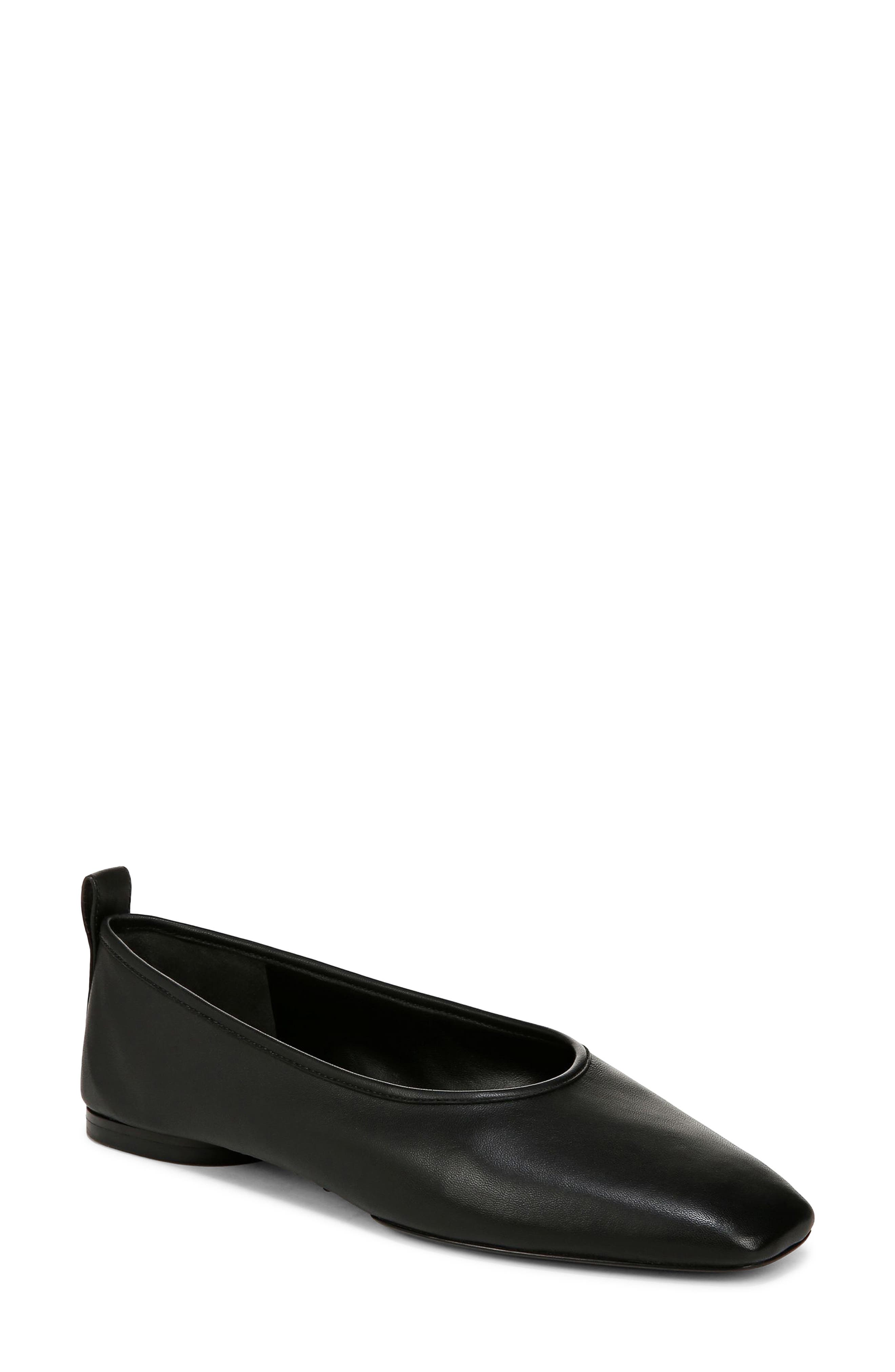 Vince Leah Leather Square-toe Ballerina Flats In Black | ModeSens