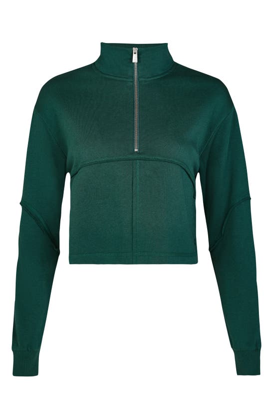 Sweaty Betty Revive Half Zip Crop Sweatshirt In Deep Emerald Green ...