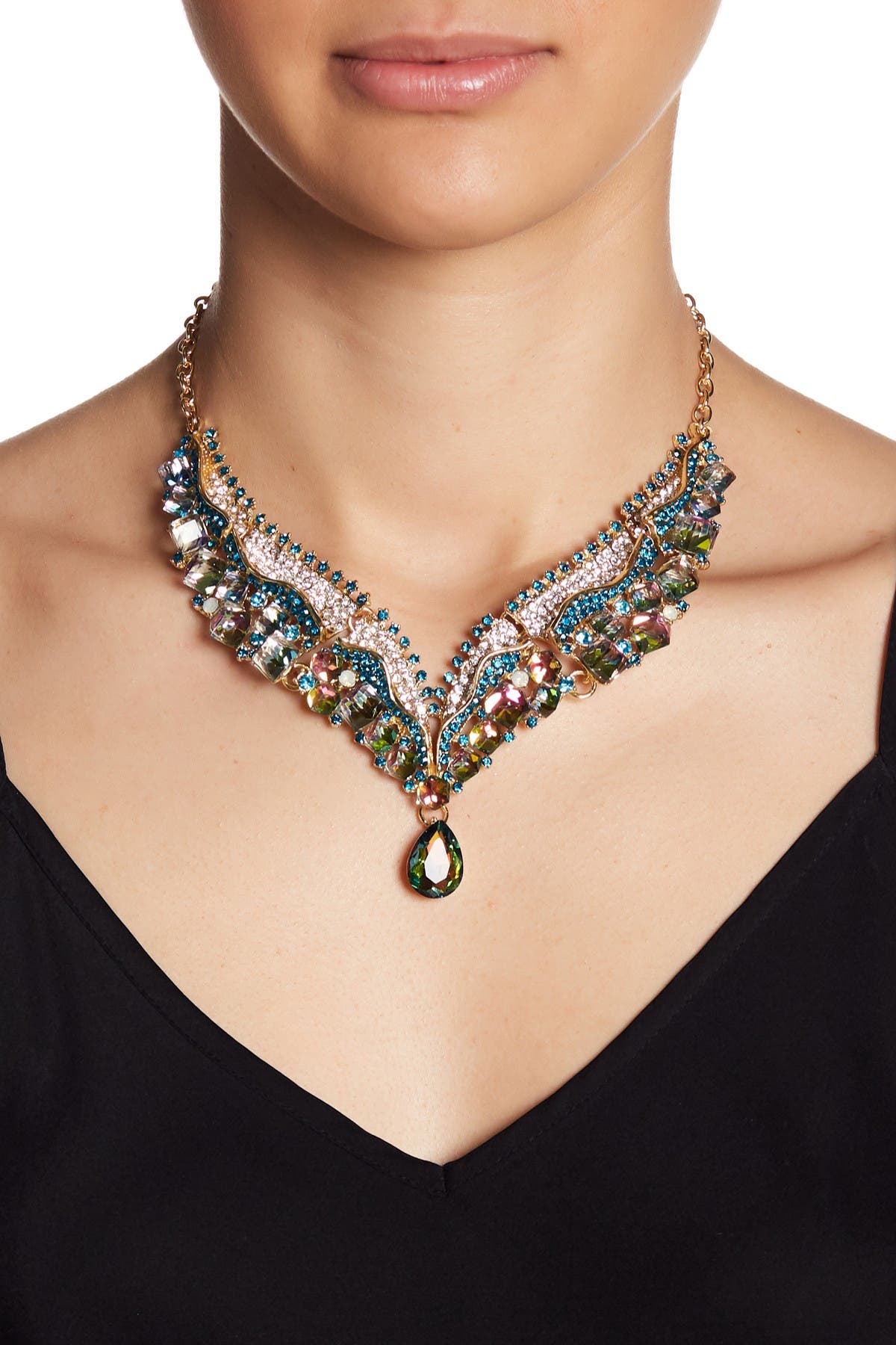 EYE CANDY LOS ANGELES Multicolored Glass Crystal Mermaid Tail Collar ...