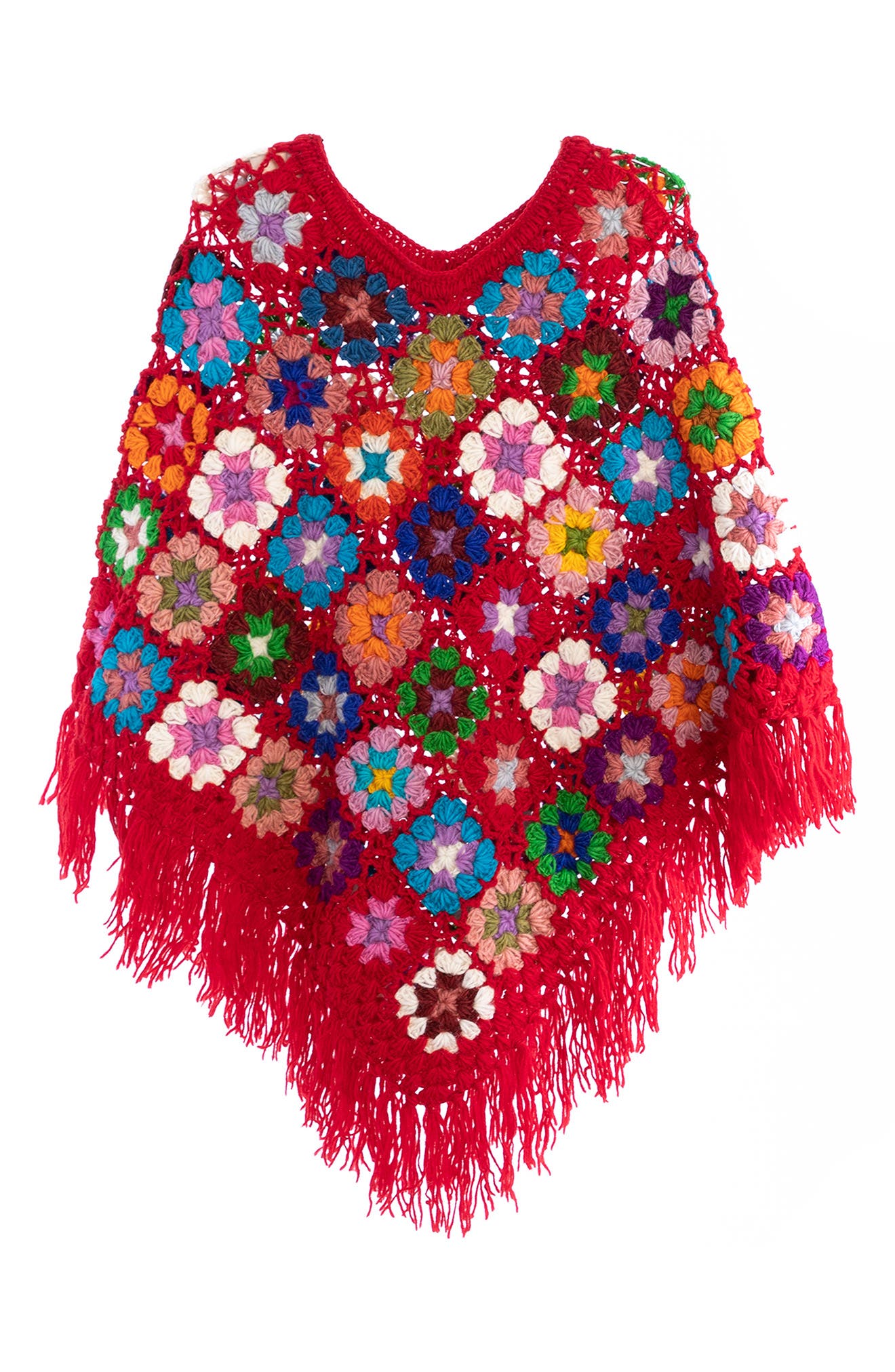 SAACHI Crochet Knit Triangle Poncho | Nordstromrack