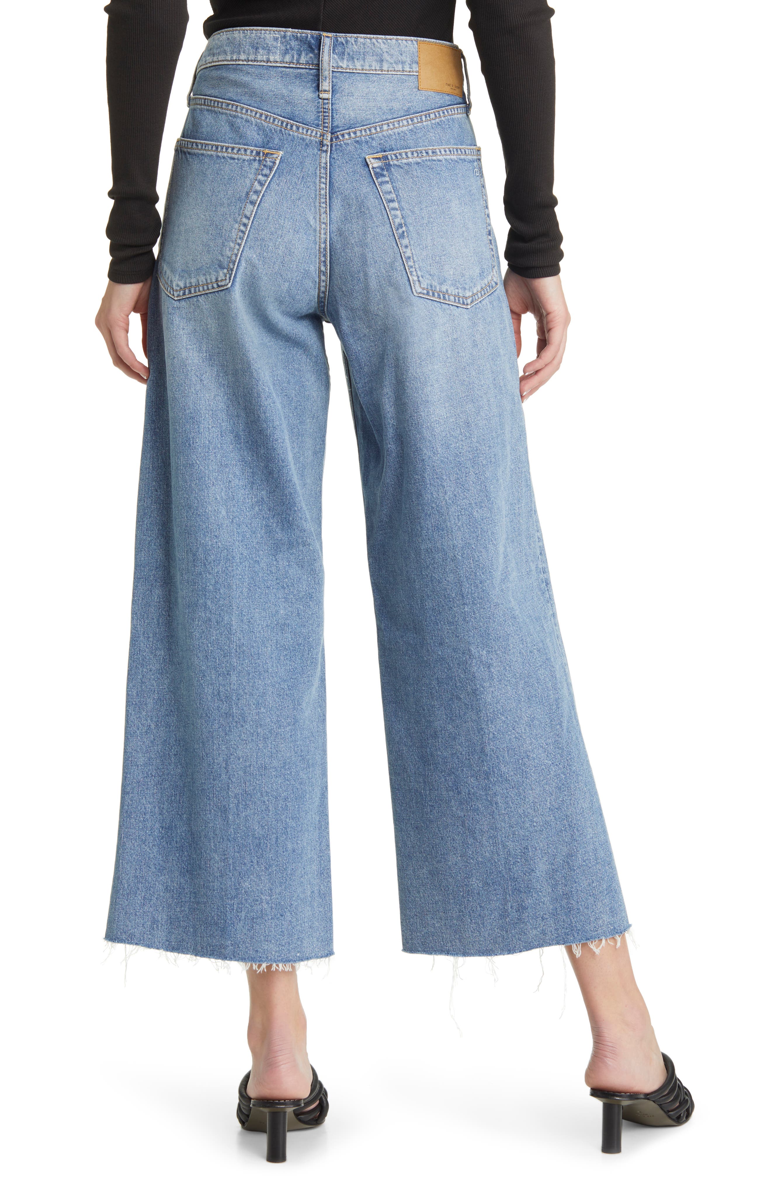 rag & bone Andi Raw Hem High Waist Ankle Wide Leg Jeans | Nordstrom