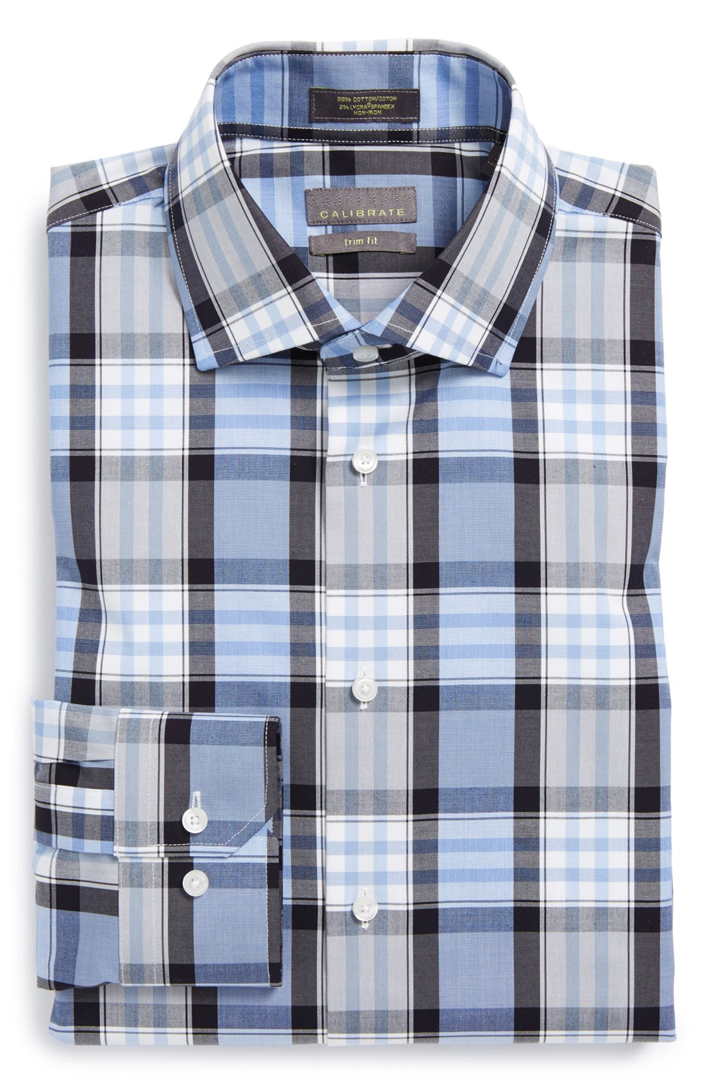 Calibrate Trim Fit Non Iron Plaid Stretch Dress Shirt Nordstrom