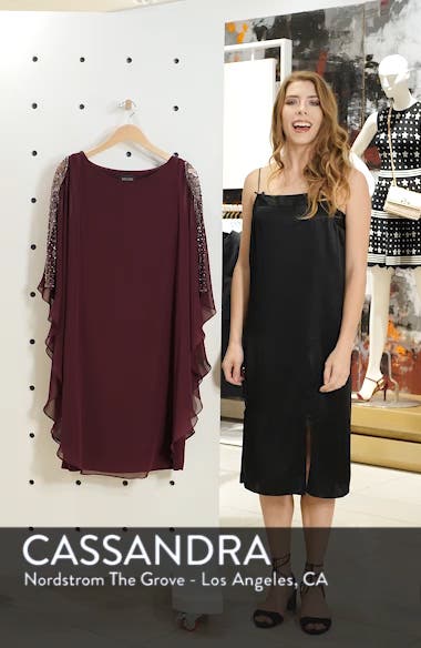 Xscape Chiffon Overlay Beaded Sleeve Cocktail Dress Plus Size Nordstrom