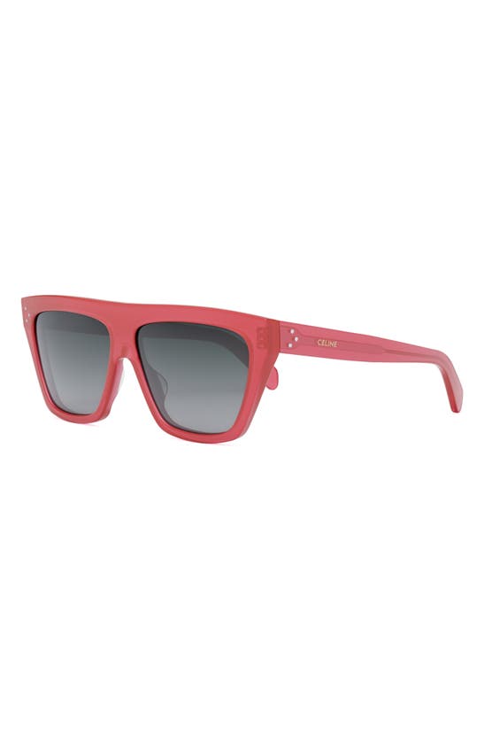 Celine Logo Flat-top Square Acetate Sunglasses In Shiny Red | ModeSens