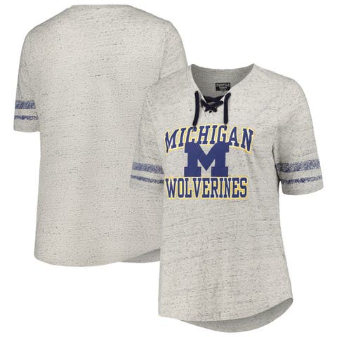 Women's Profile Heather Gray Michigan Wolverines Plus Size Striped Lace ...