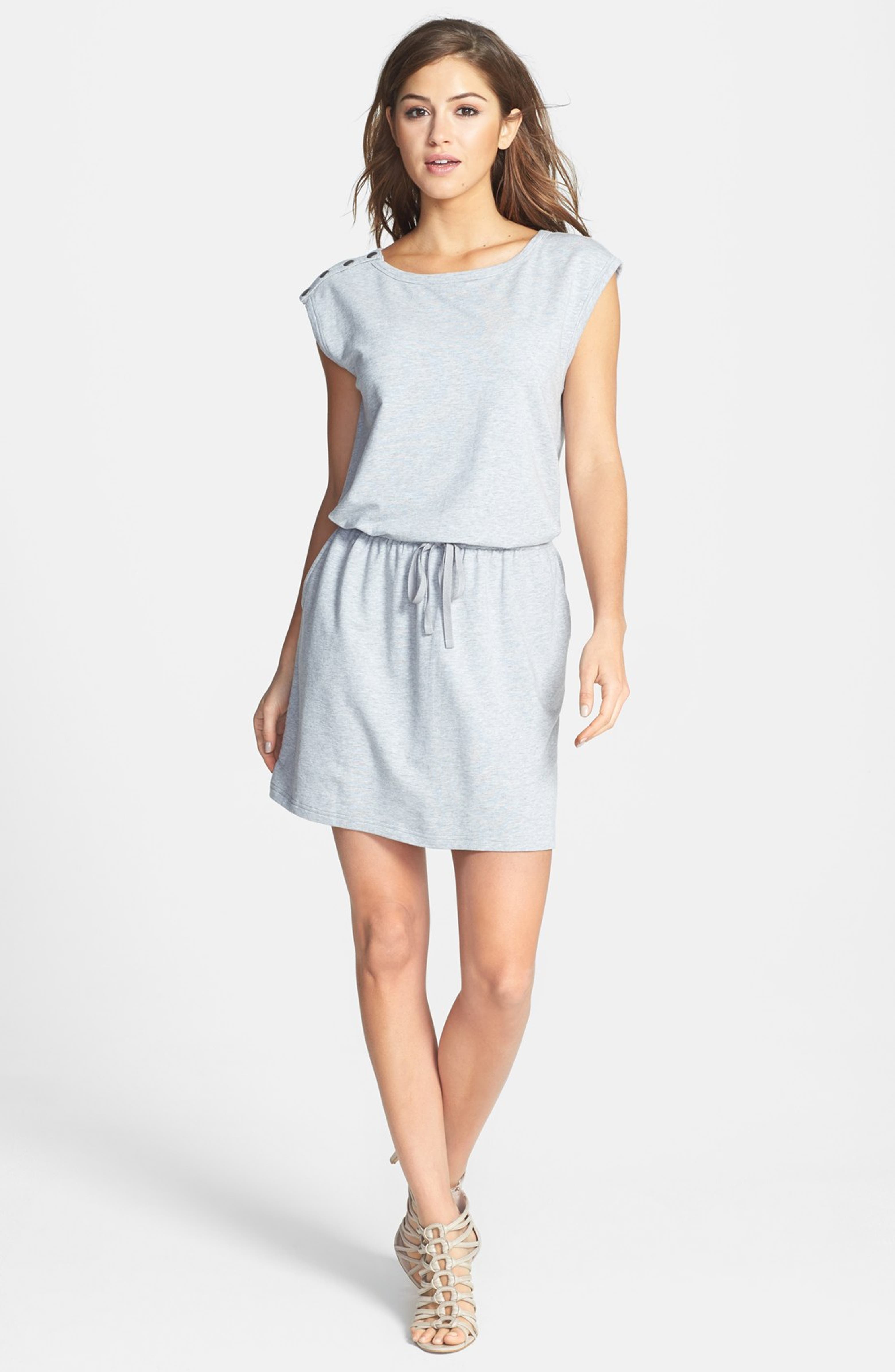 Caslon® Drawstring Waist Cotton Dress | Nordstrom