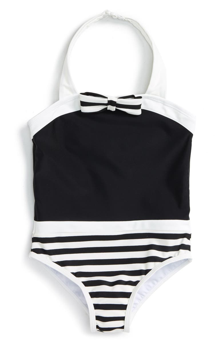Kate Spade New York Stripe One Piece Halter Swimsuit Big Girls