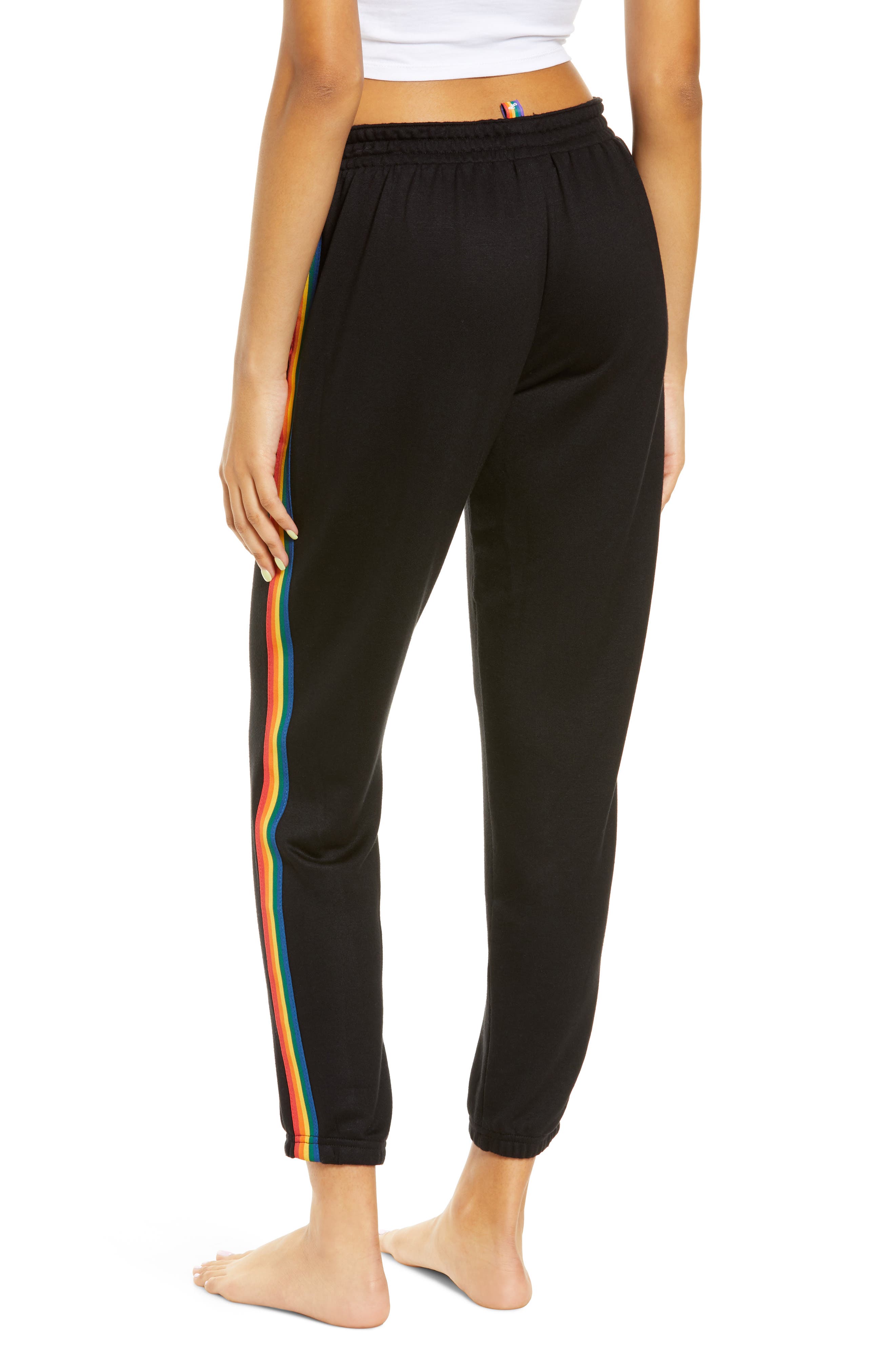 Room Service Pjs Pjs Rainbow Trim Lounge Jogger Pants in Black White ...