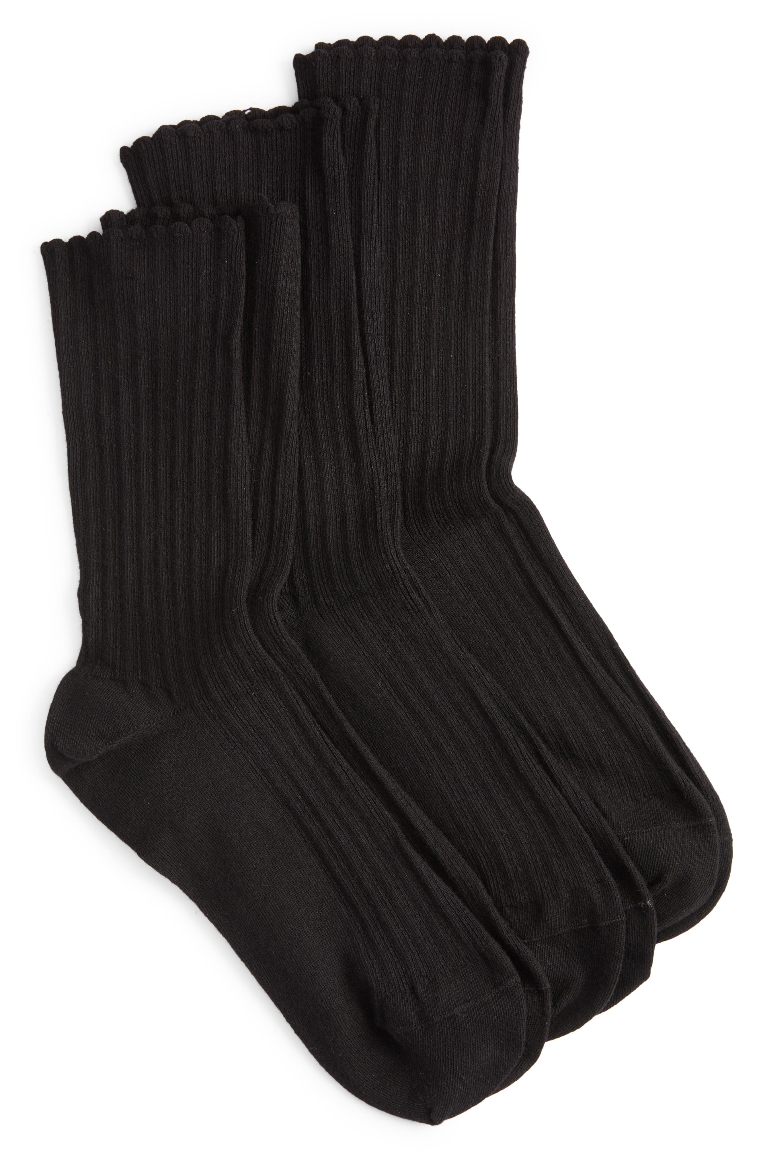 Hue 3-Pack Scalloped Pointelle Crew Socks | Nordstrom
