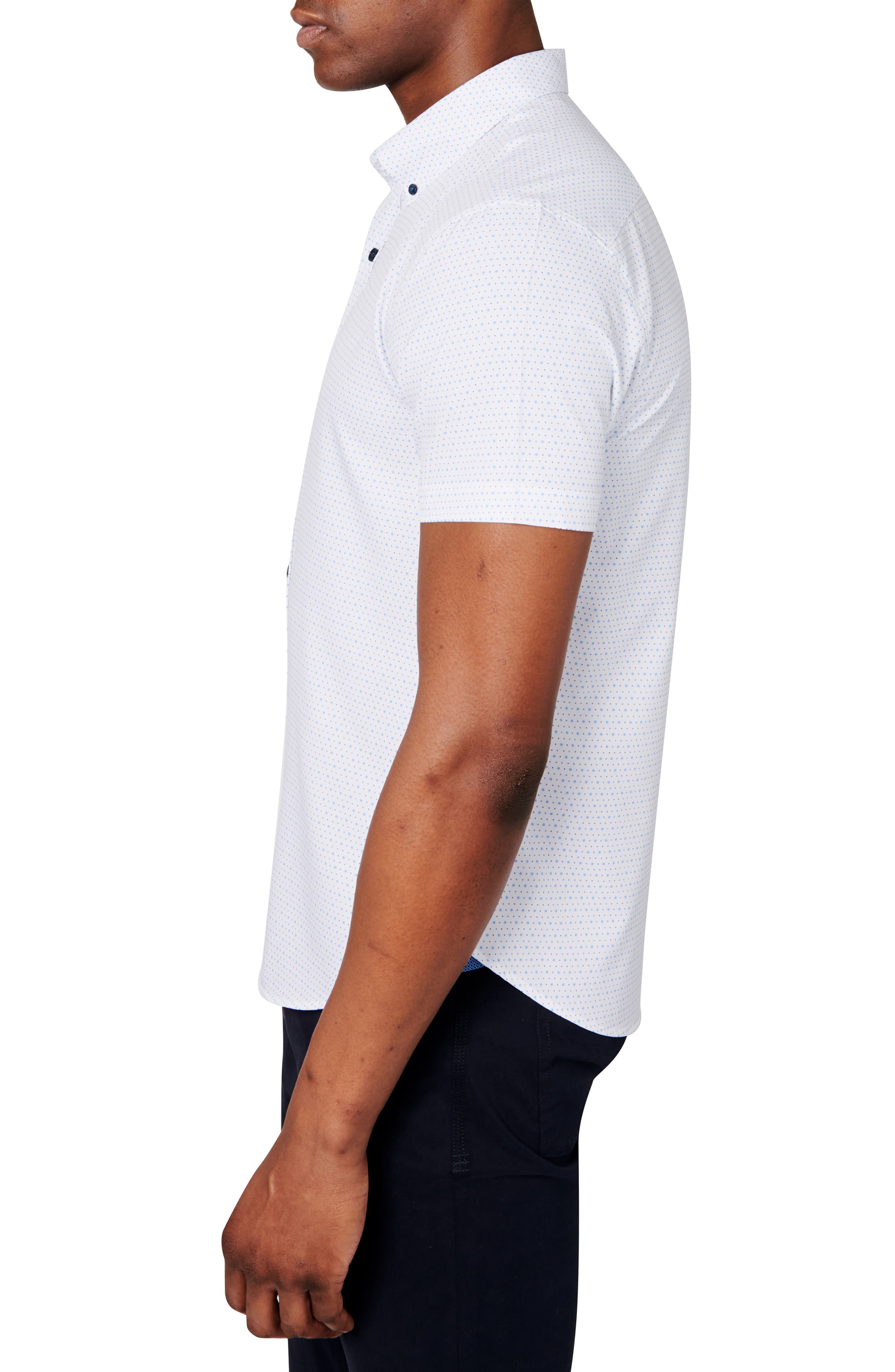 CONSTRUCT Slim Fit Microdot Short Sleeve 4-Way Stretch Performance ...