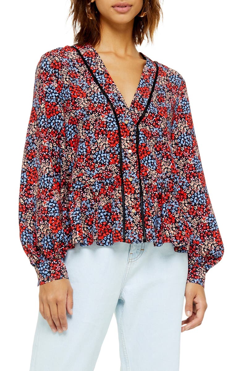 Topshop Ditsy Ladder Trim Blouse Nordstrom