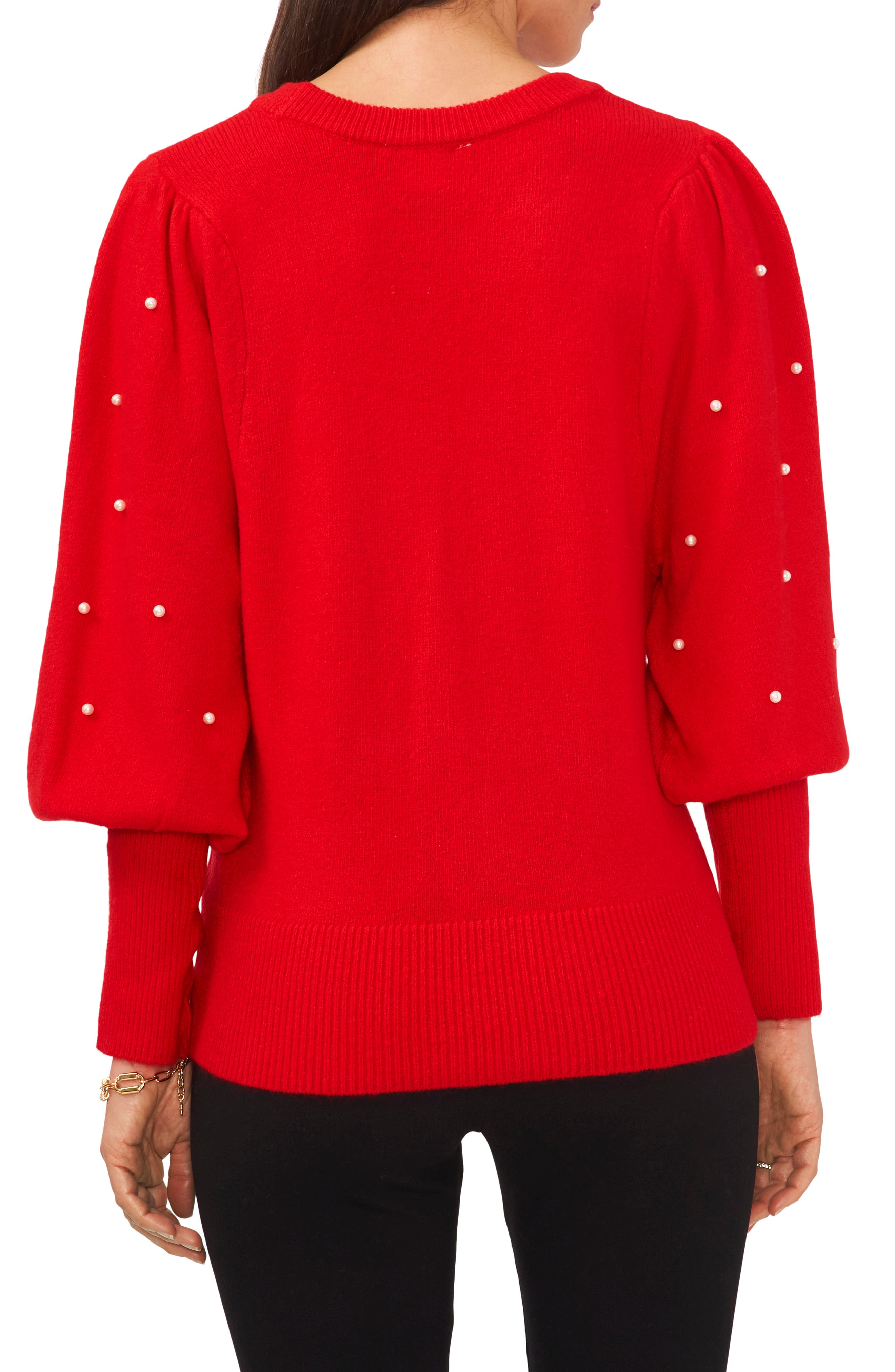 Chaus Imitation Pearl Juliet Sleeve Sweater | Nordstrom