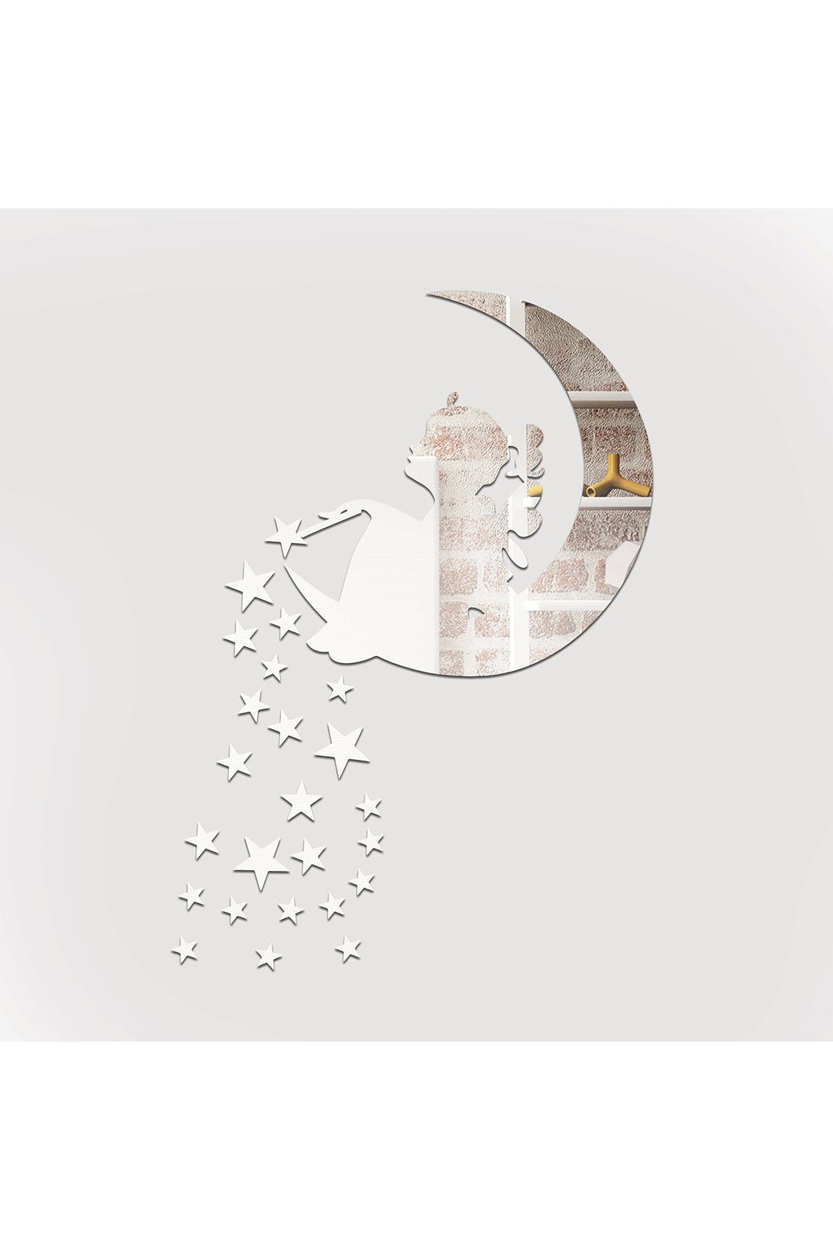 Walplus Magic Twinkle Fairy Moon & Stars Mirror Wall Art Decal In Silver | ModeSens