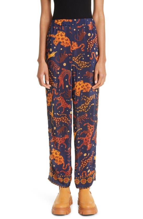 Farm Rio Navy Animal Sky Pants In Blue | ModeSens