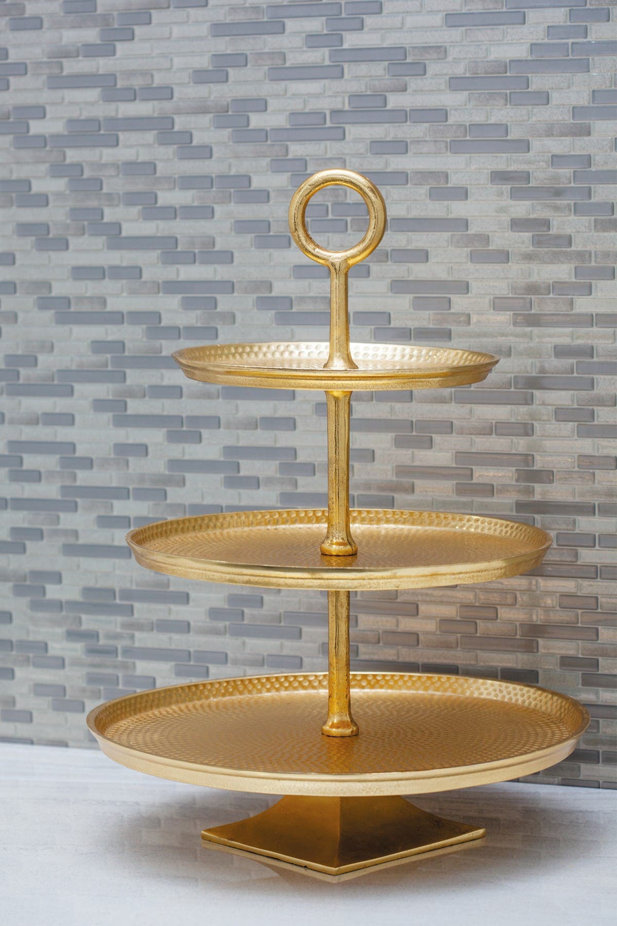 Willow Row | Glam Aluminum 3-Tier Gold Tray Stand | Nordstrom Rack