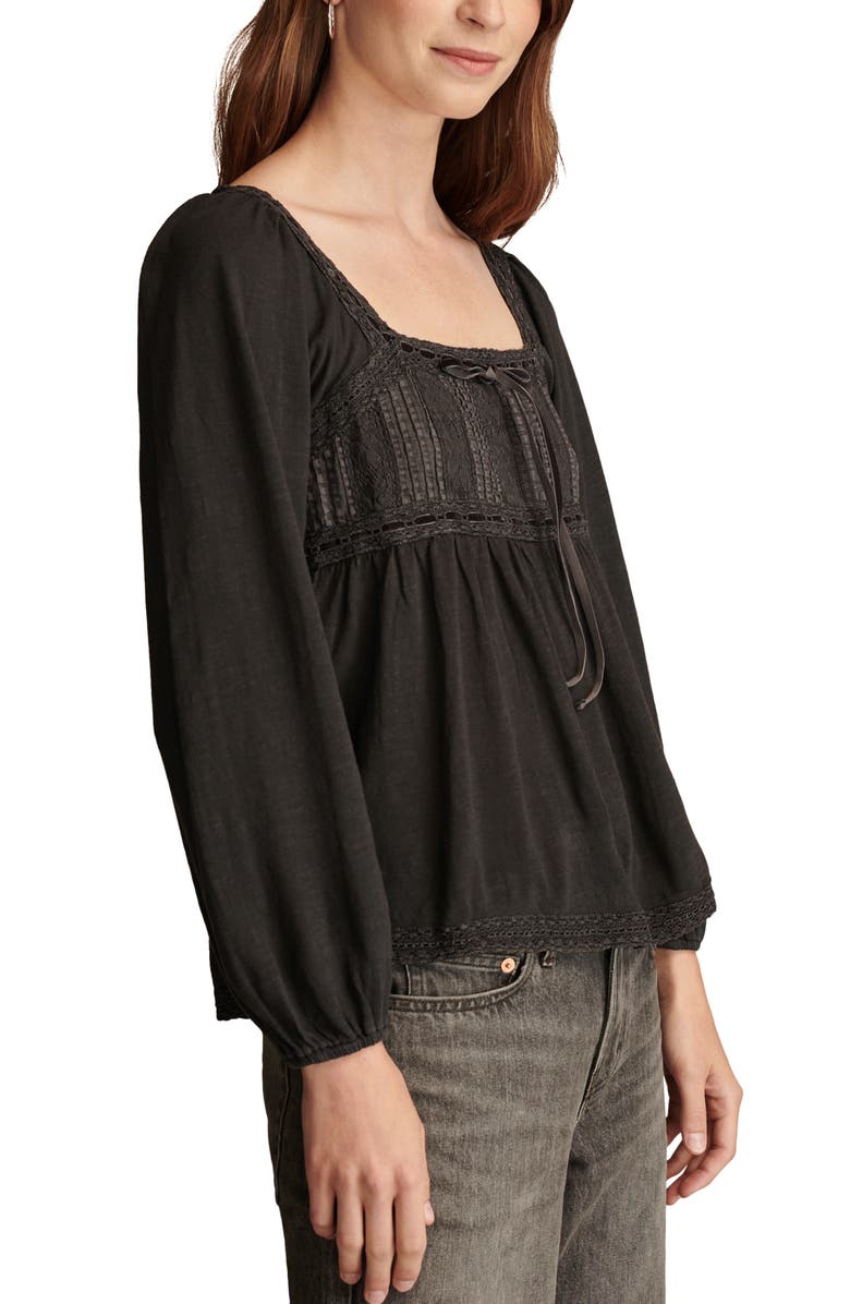 Lucky Brand Lace Detail Cotton Blend Top | Nordstromrack