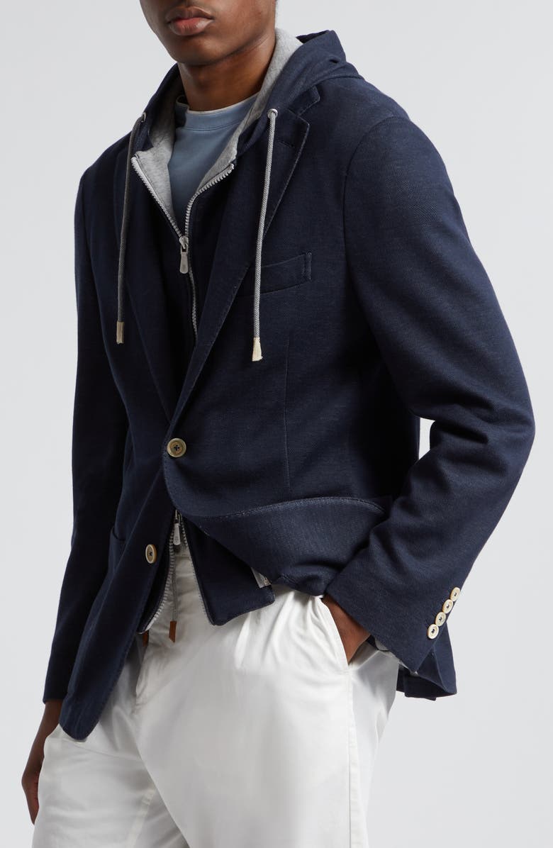 Eleventy Knit Blazer with Hooded Bib Inset | Nordstrom