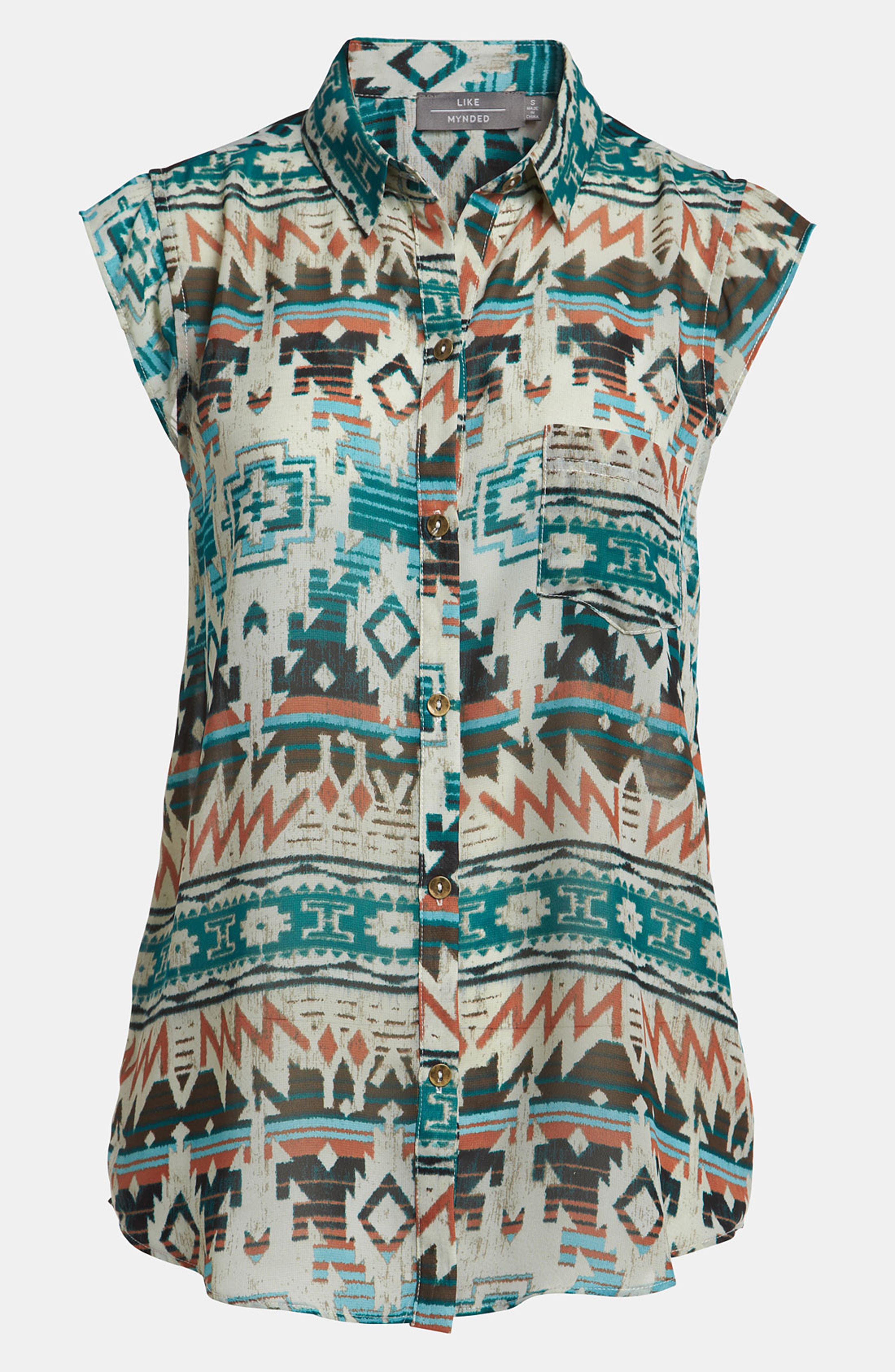 Like Mynded Aztec Print Sleeveless Shirt | Nordstrom Like Mynded Aztec Print Sleeveless Shirt | Nordstrom