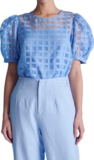 English Factory Windowpane Sheer Top | Nordstrom