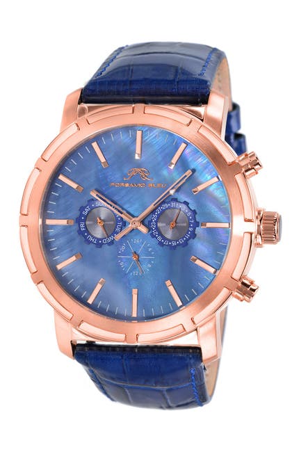 Porsamo Bleu | Men's NYC Genuine Alligator Embossed Leather Swiss ...