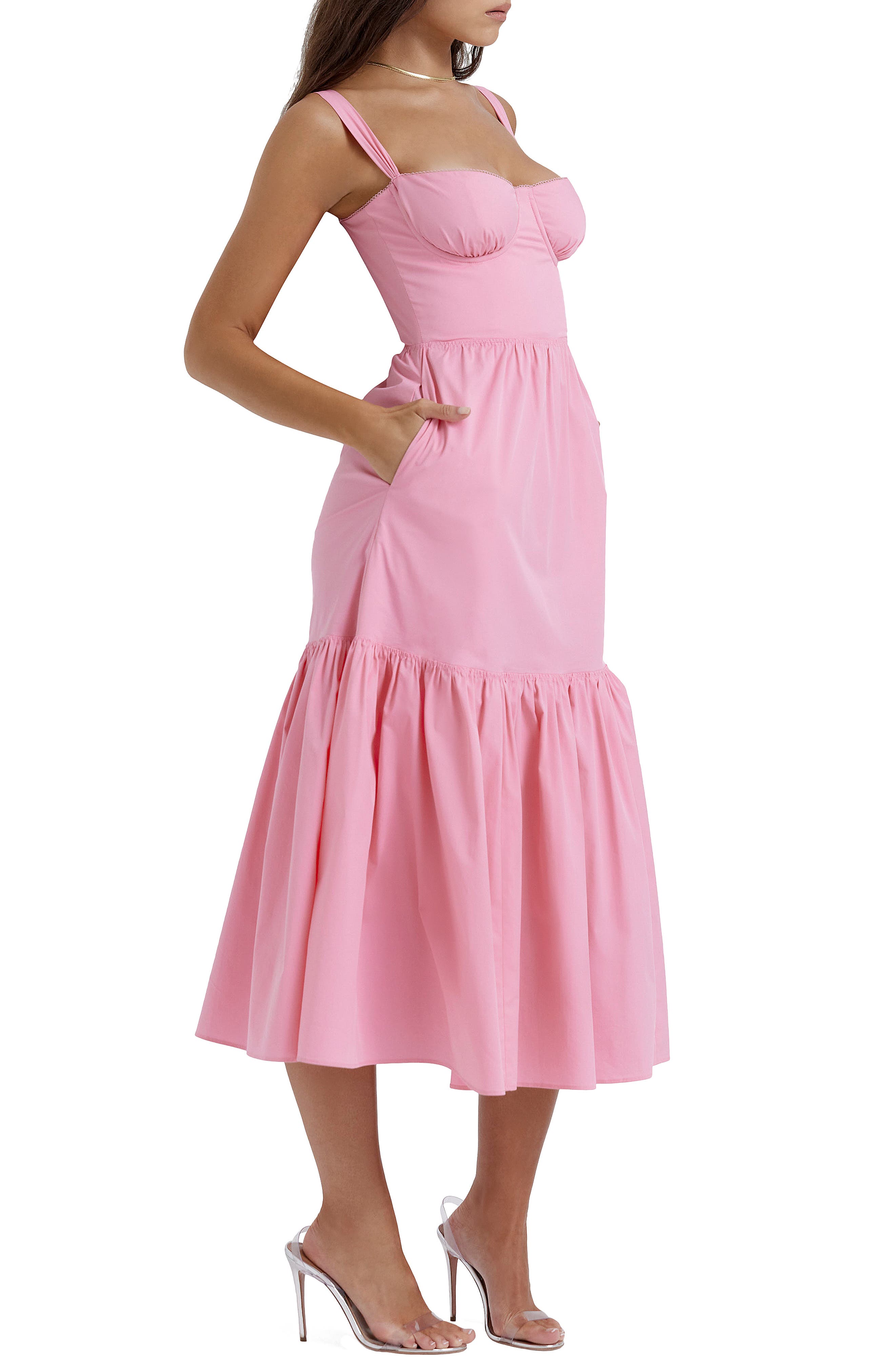 HOUSE OF CB Elia Floral Stretch Cotton Blend Corset Sundress | Nordstrom