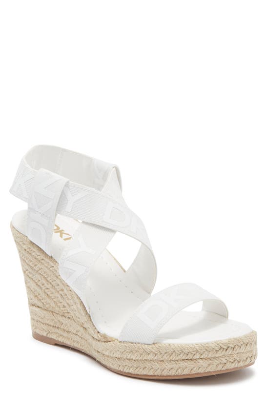 Dkny Carter Platform Wedge Sandal In White | ModeSens