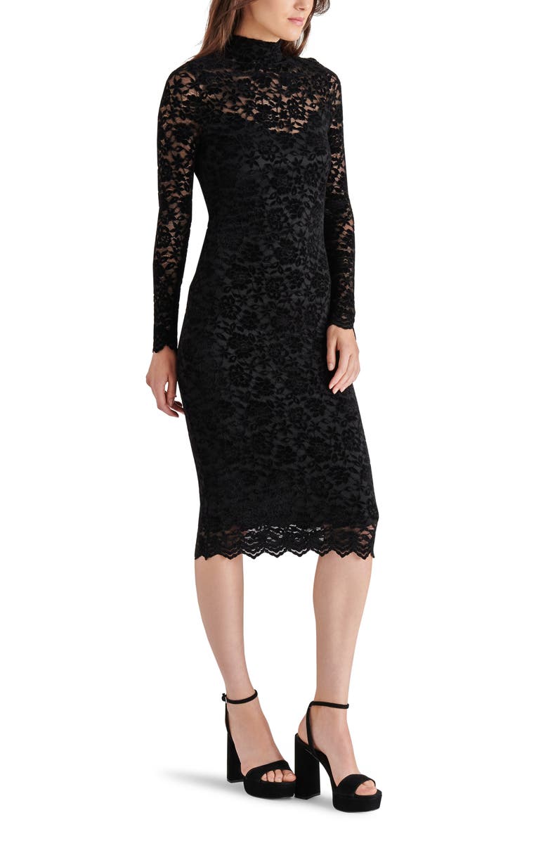 Steve Madden Vivienne Velvet Lace Long Sleeve Midi Dress | Nordstrom