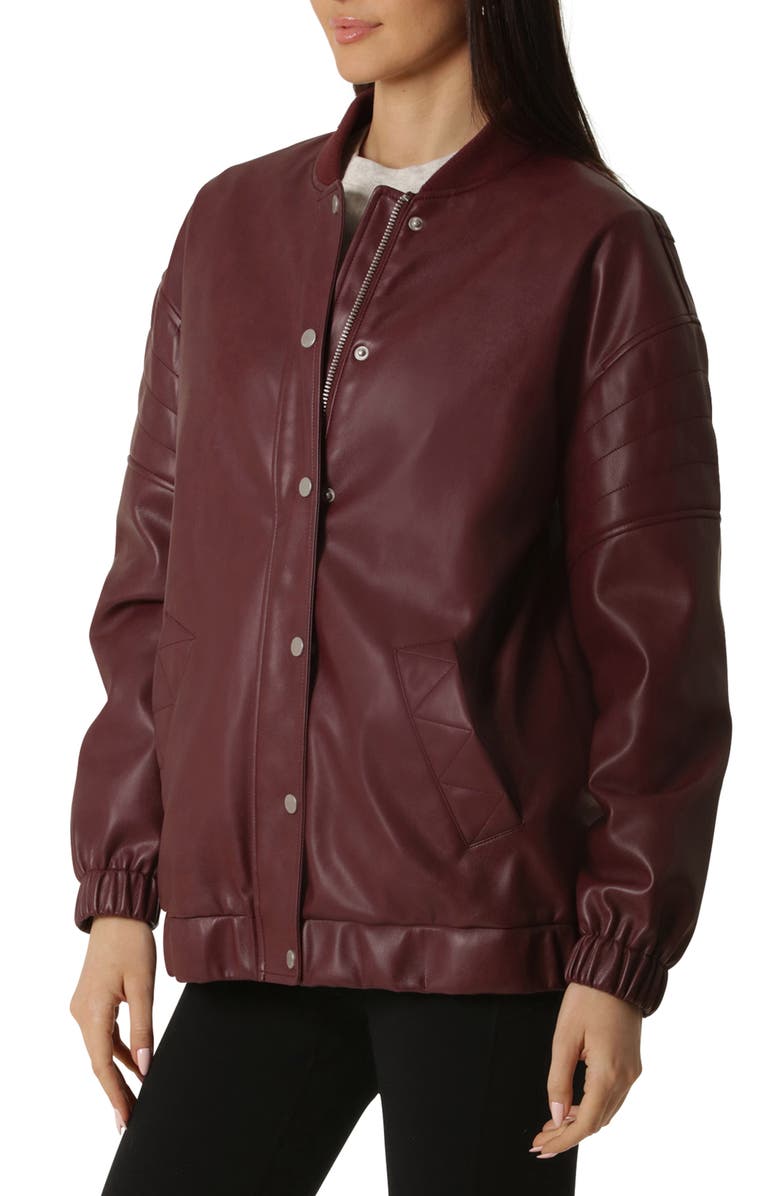 Avec Les Filles Relaxed Fit Faux-Ever Leather™ Bomber Jacket ...