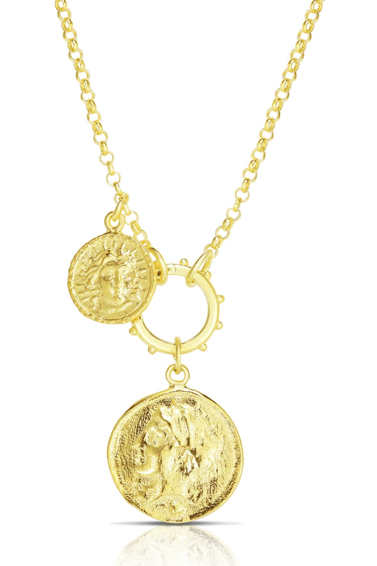 14K Yellow Gold Plated Sterling Silver Layered Coin Pendant Necklace ...