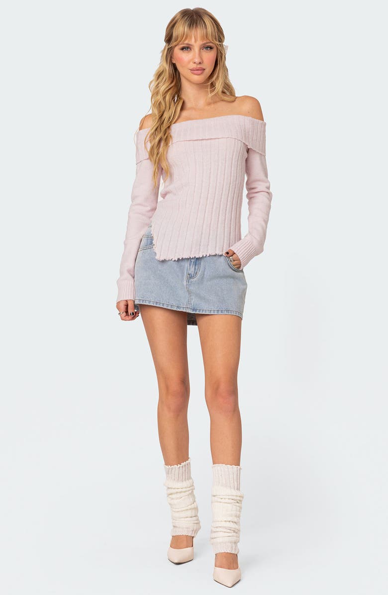EDIKTED Sonya Foldover Off the Shoulder Rib Sweater | Nordstrom