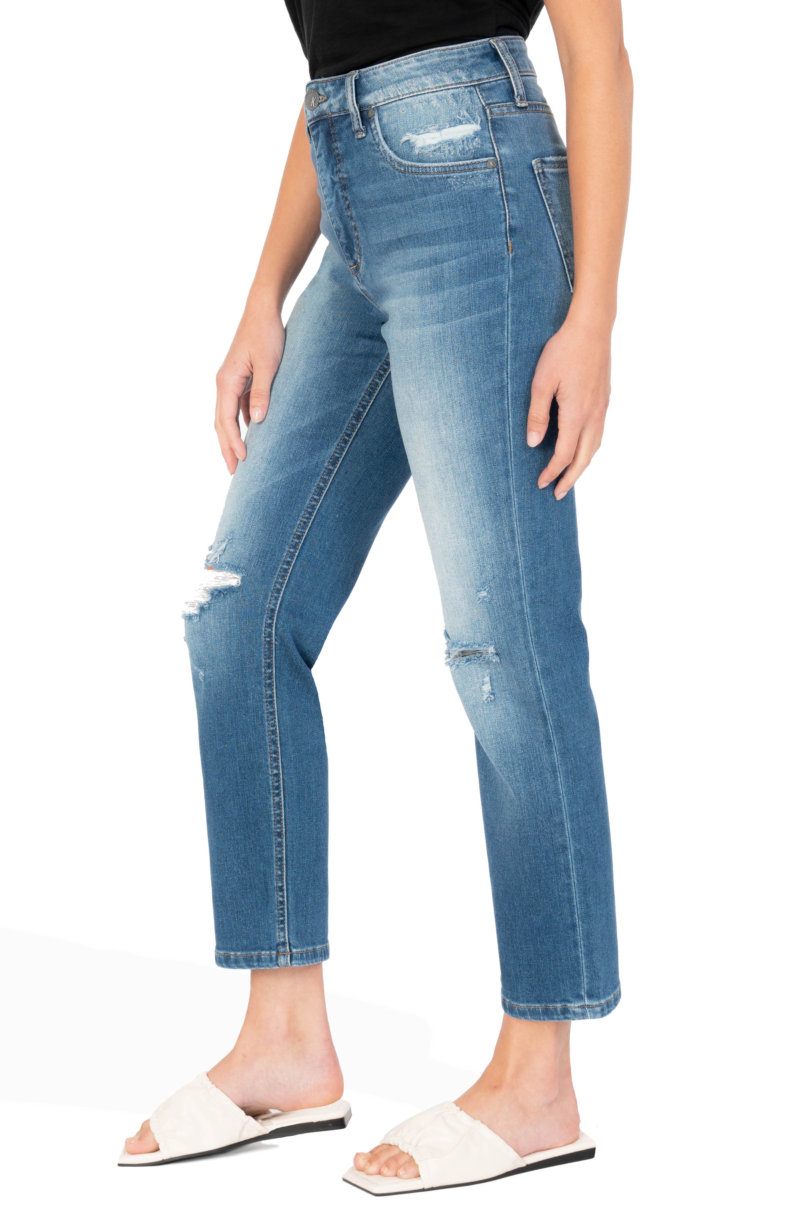 KUT from the Kloth Elizabeth High Waist Fab Ab Crop Straight Leg Jeans ...