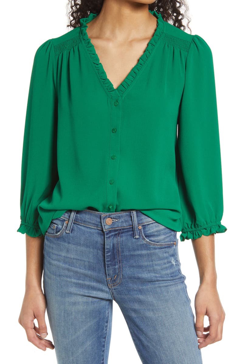 CeCe Ruffle V-Neck Blouse | Nordstrom