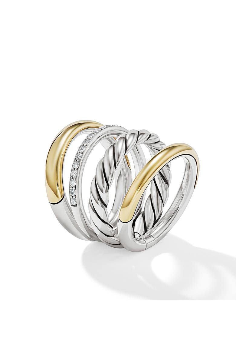 David Yurman Mercer Mixed Metal & Diamond Stack Ring | Nordstrom